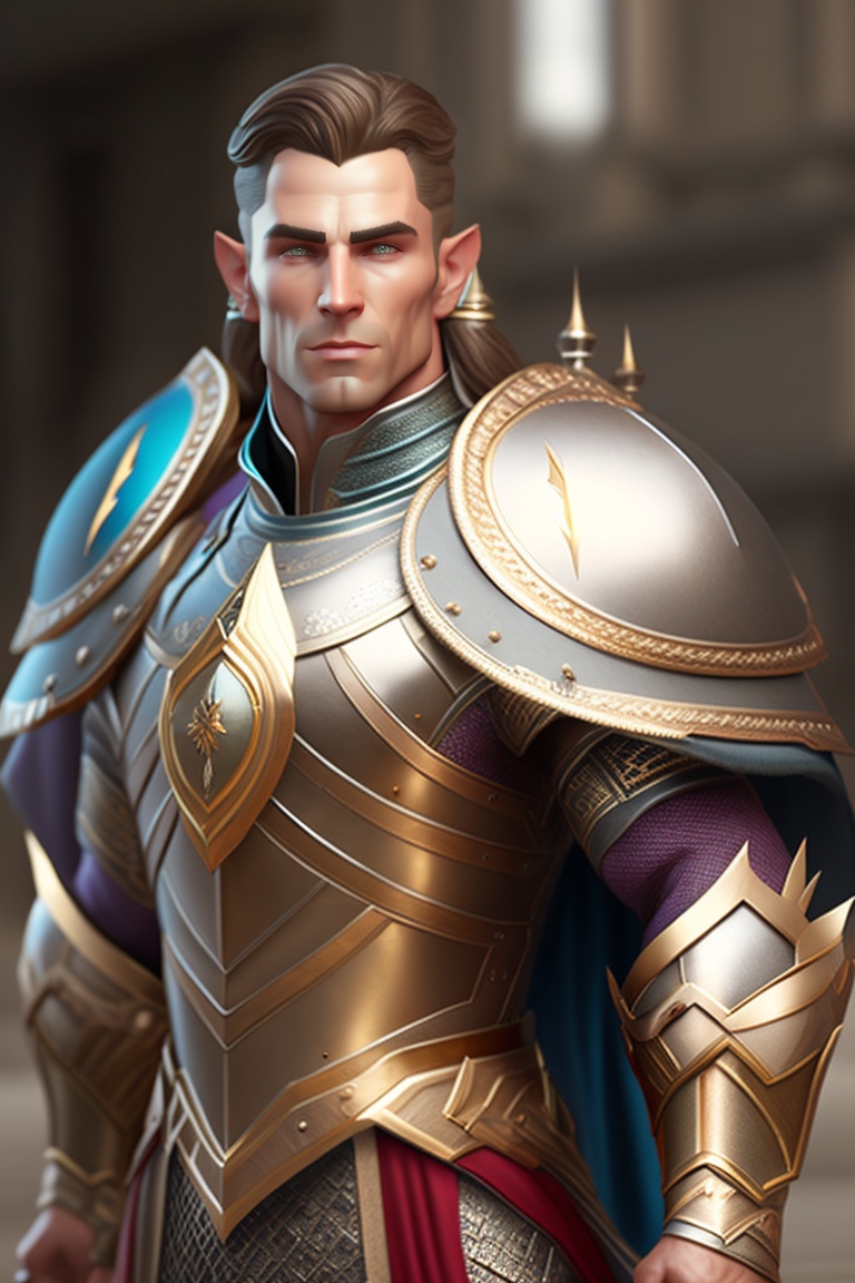 Lexica - Large strong male elf, in scale armor, spear in his right hand ...