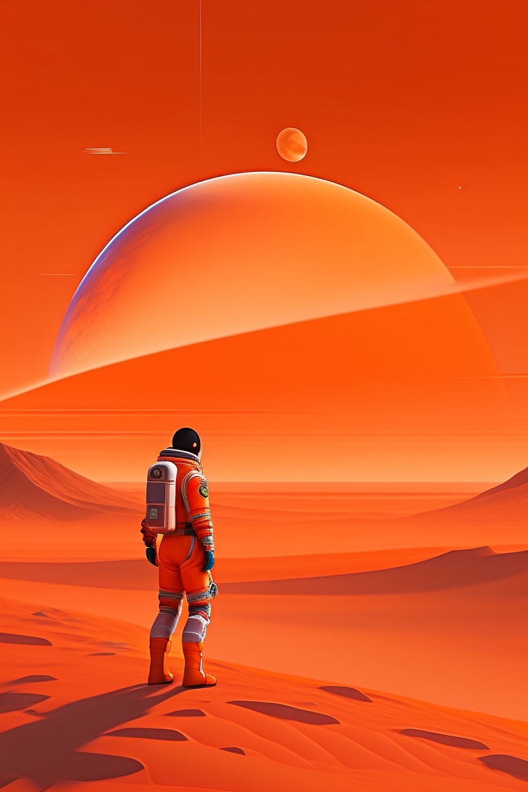Lexica - Astronaut walking on Mars , looking towards big moon, anime ...
