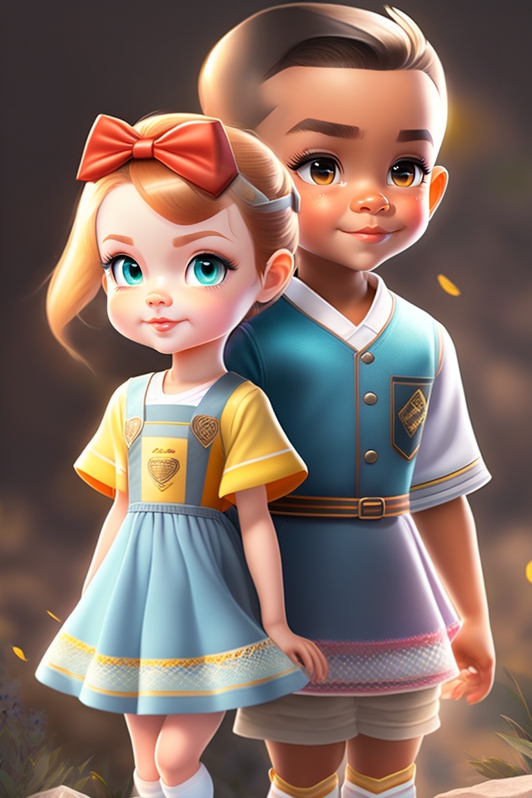 Lexica - Gen Alpha child couple summer dress, Disney Style