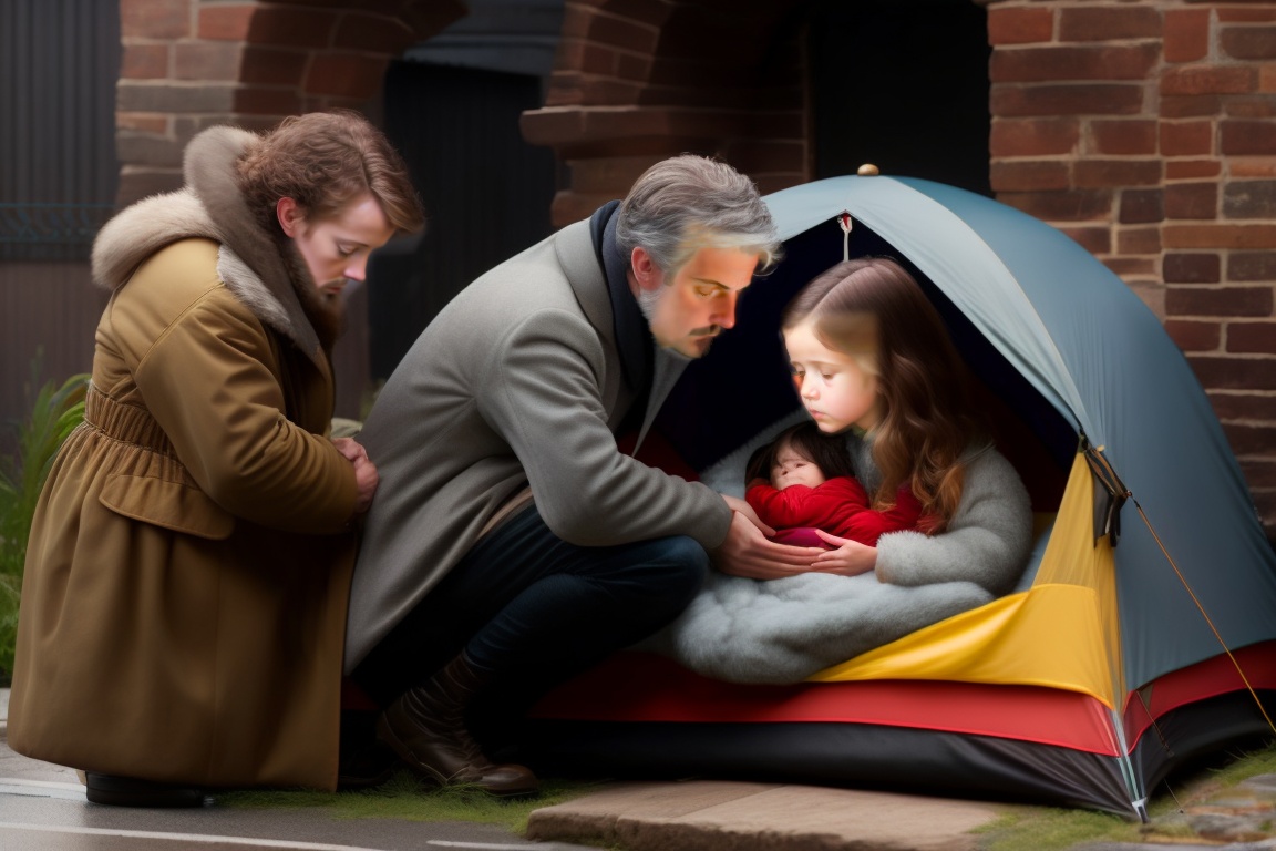 Lexica - Transition to a heartfelt scene depicting the homeless family ...