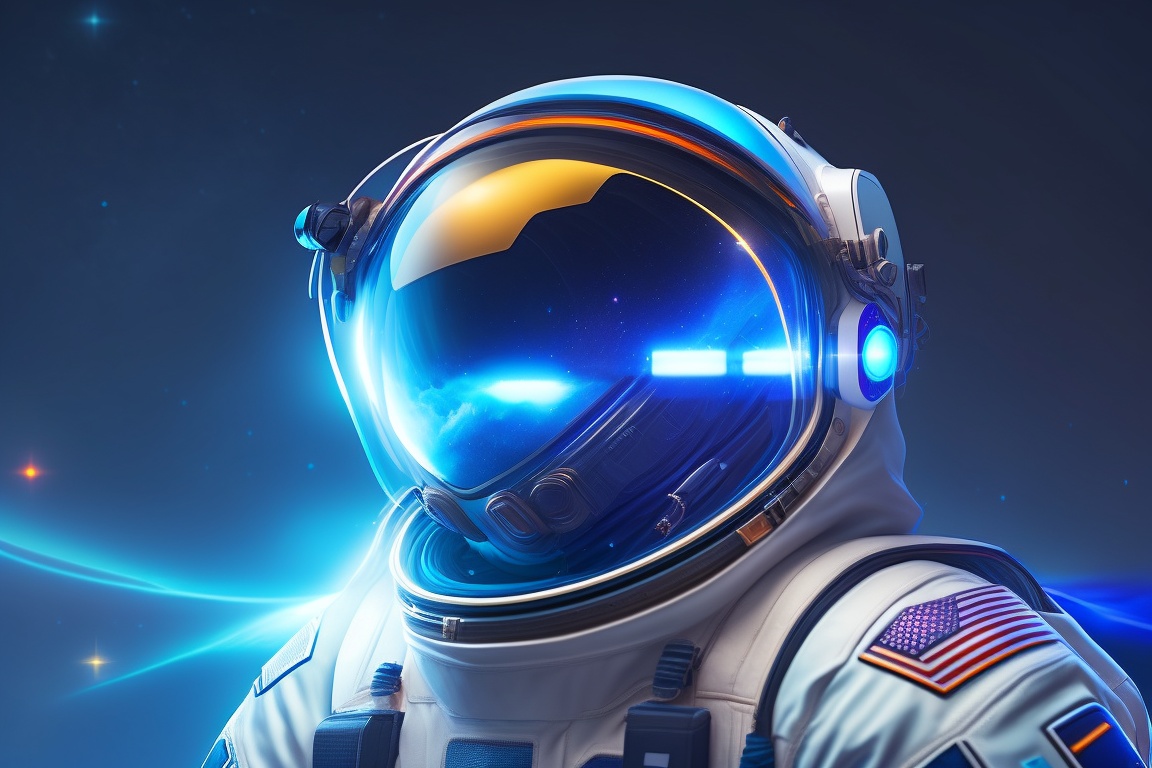 Lexica - Astronaut in a white space suit with blue lighting and a ...