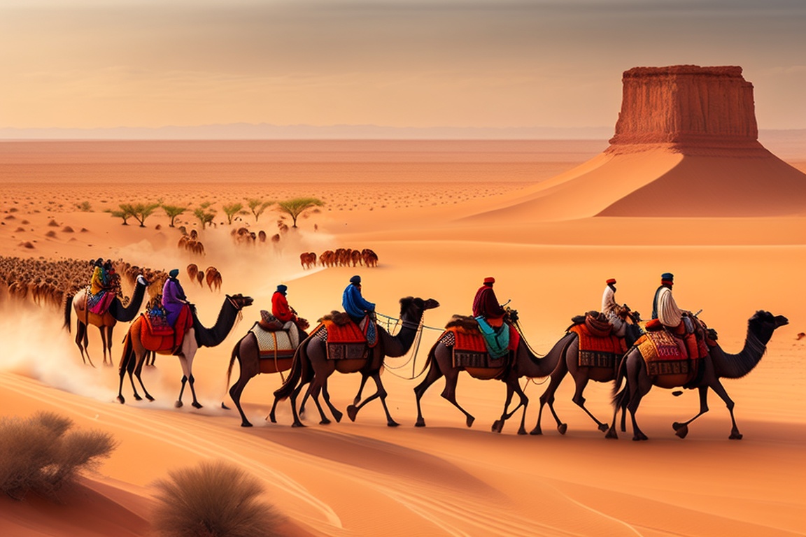 Lexica - An impressive view of a caravan of people and their camels ...