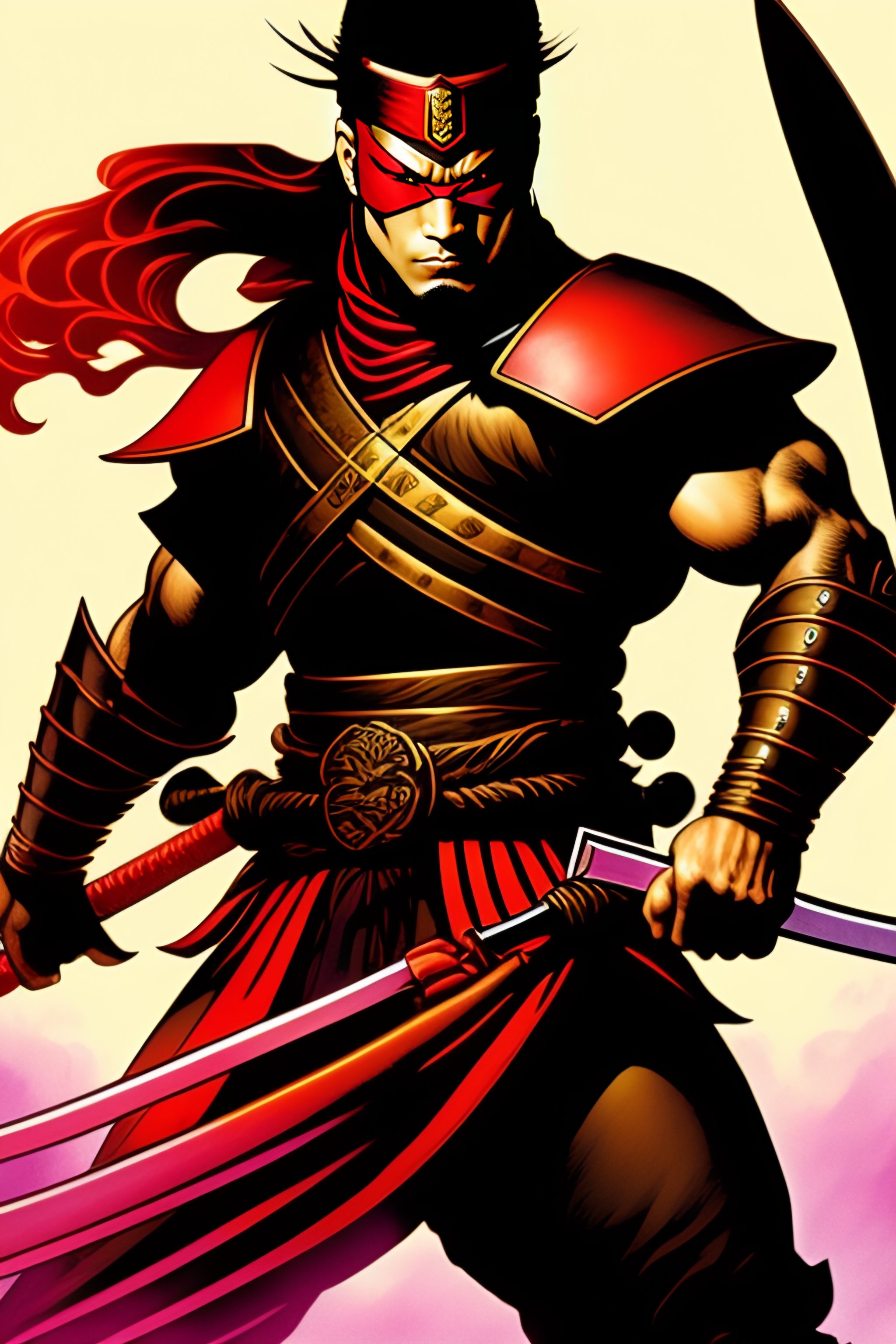 Lexica - 90s comic Graphic art of one ninja samurai with the sword on ...