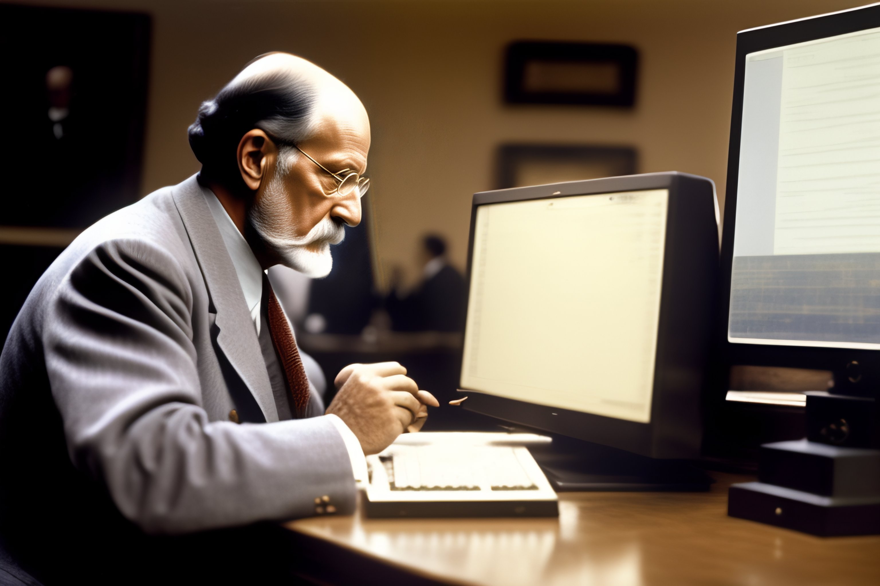 Lexica - Colored photograph of Sigmund Freud doing statistical analysis ...