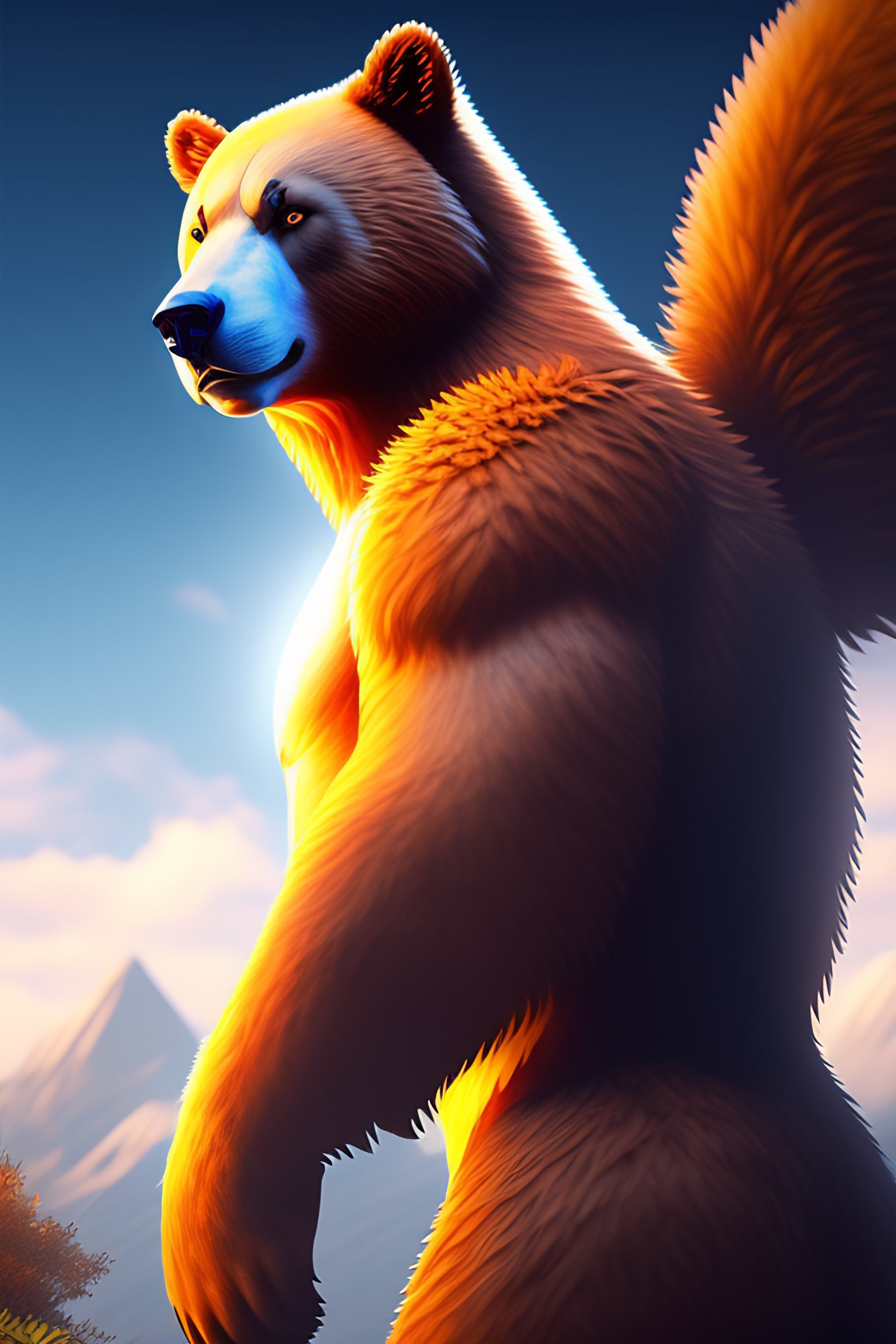 Lexica - Powerfull Bear man, realistic, detailed, rpg style