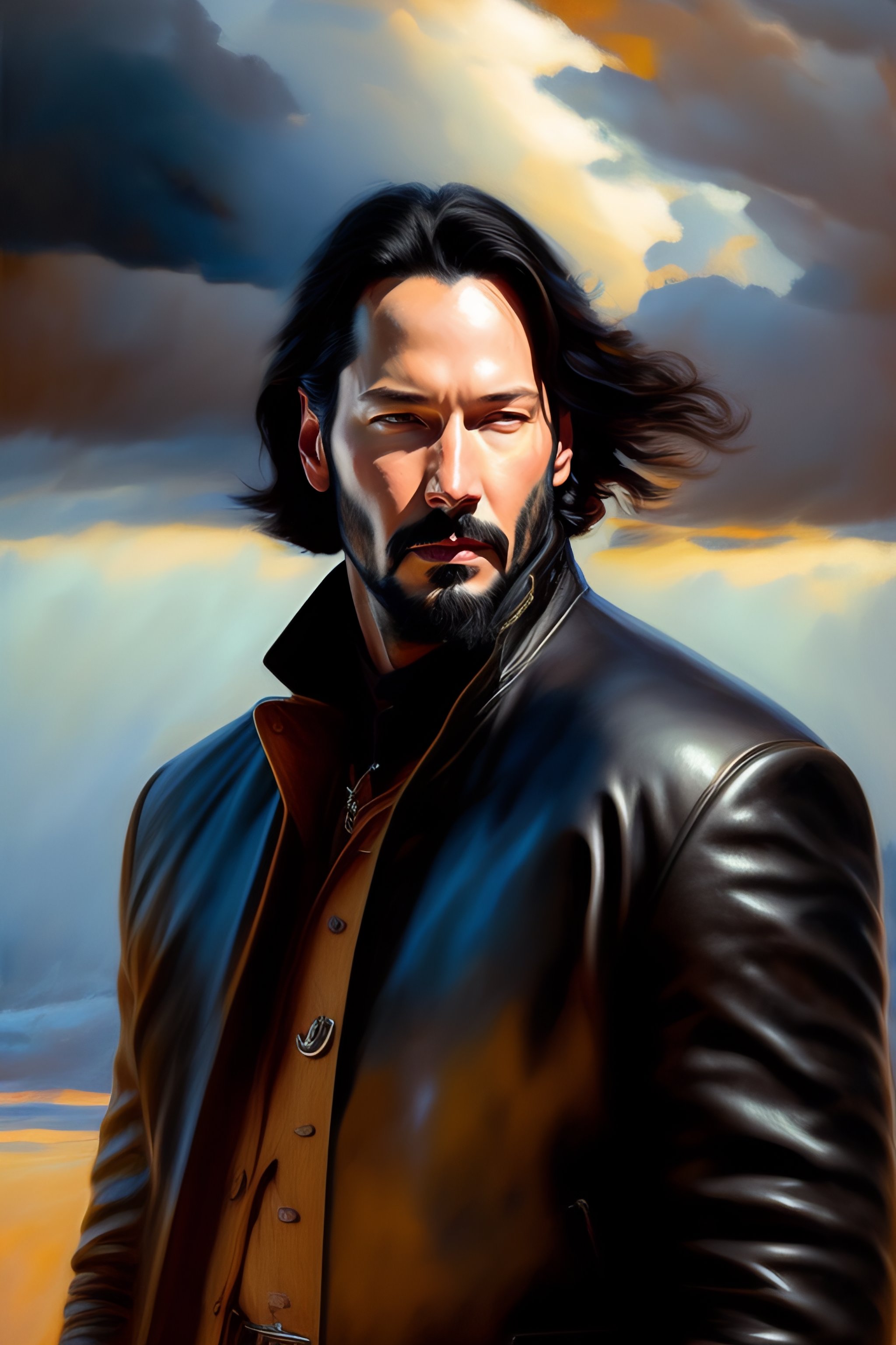Lexica - Keanu Charles Reeves, photo, detailed, dramatic sky ...