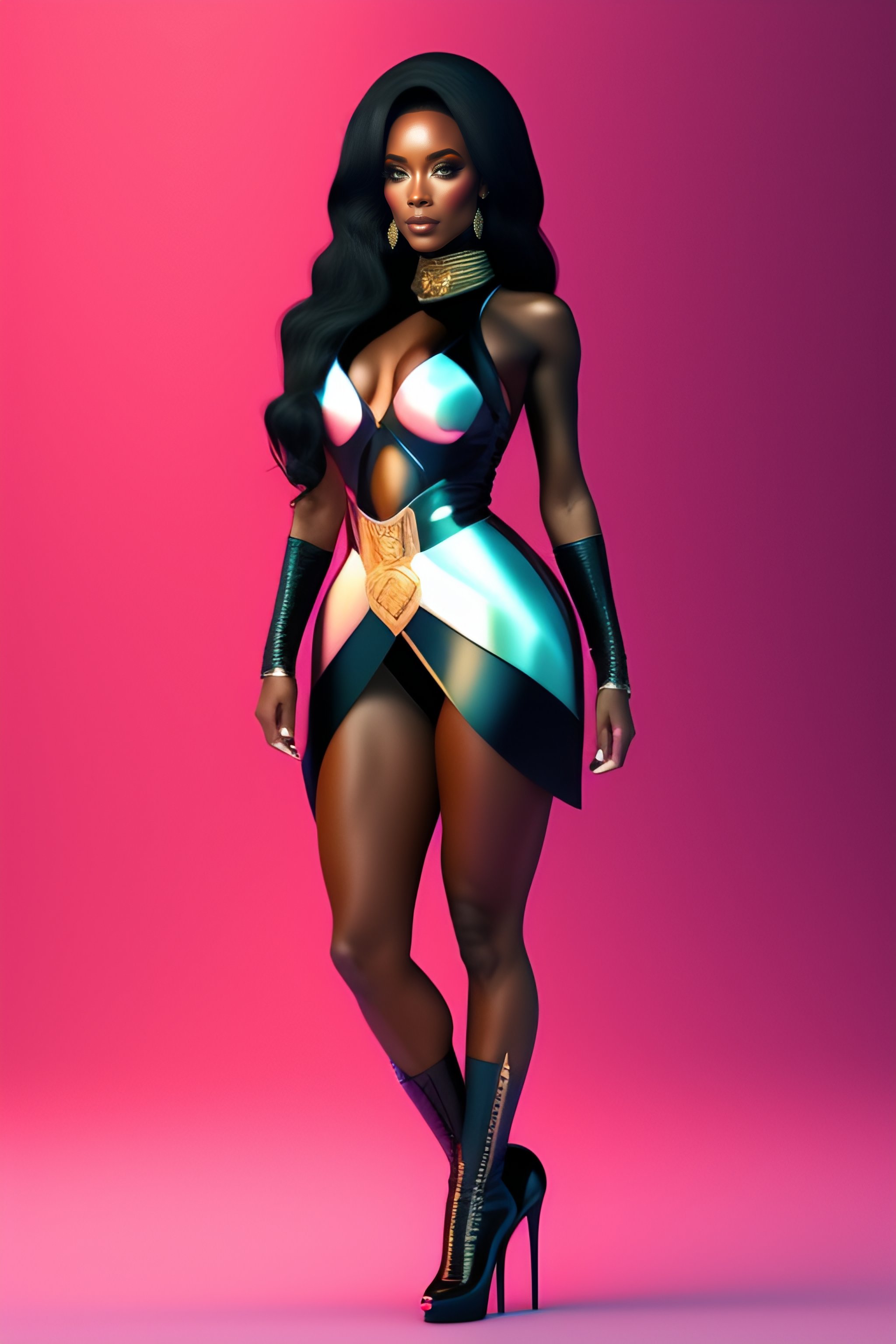 Lexica - 3d rendering of a full length octane girl