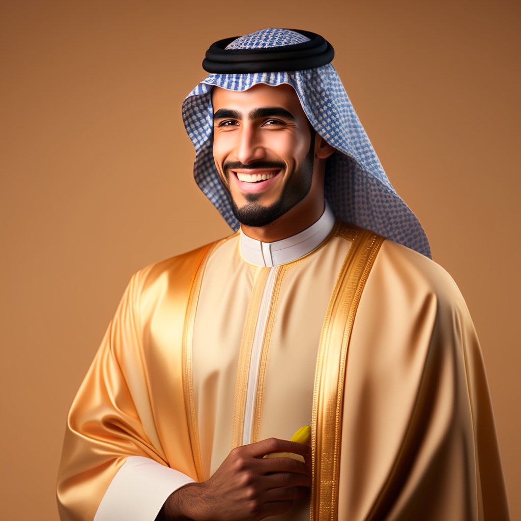 Lexica - A Saudi man, in traditional Saudi clothes, a solid color ...