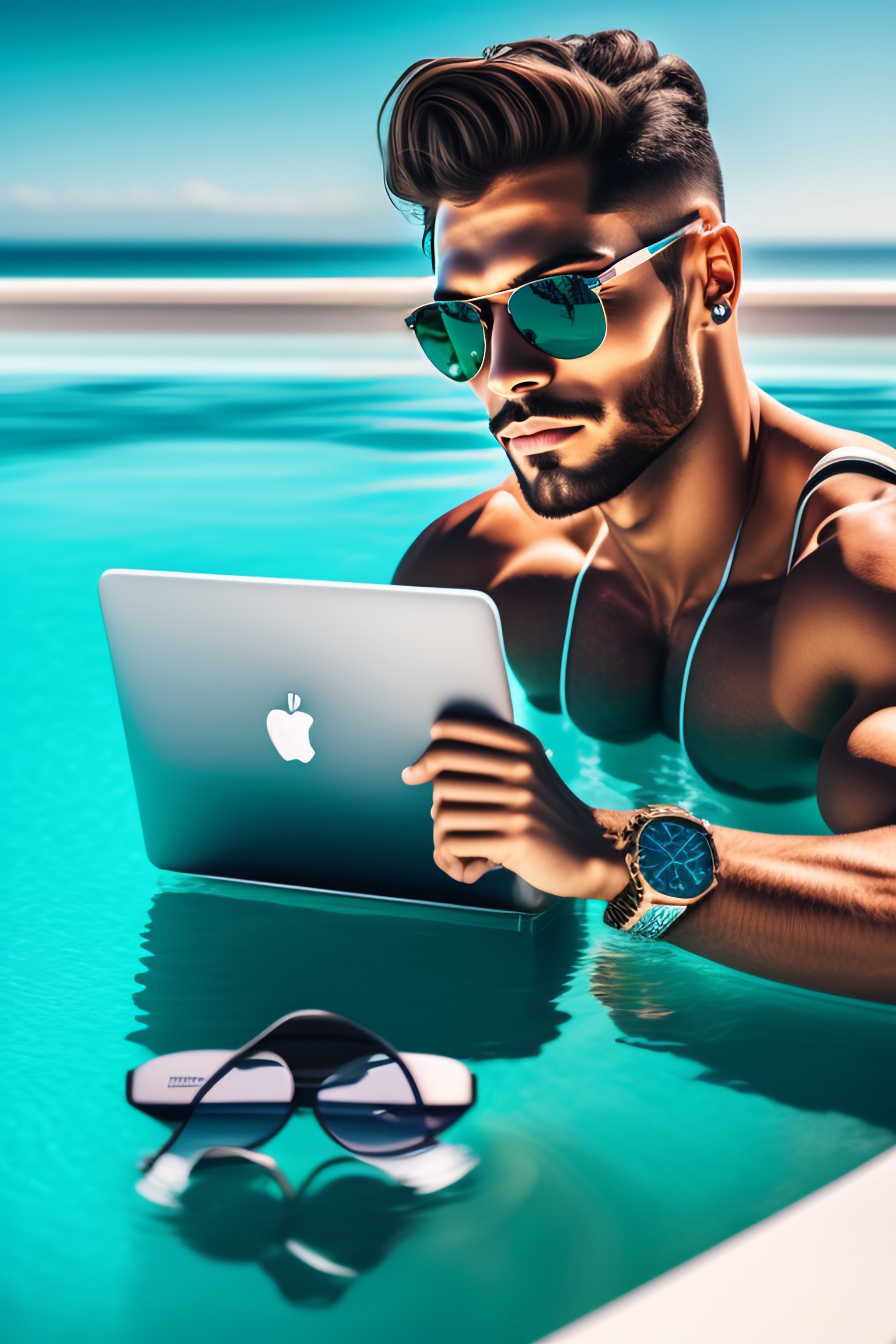 Lexica - Hyper realistic 8k photo of a fit guy with MacBook, rolex and ...