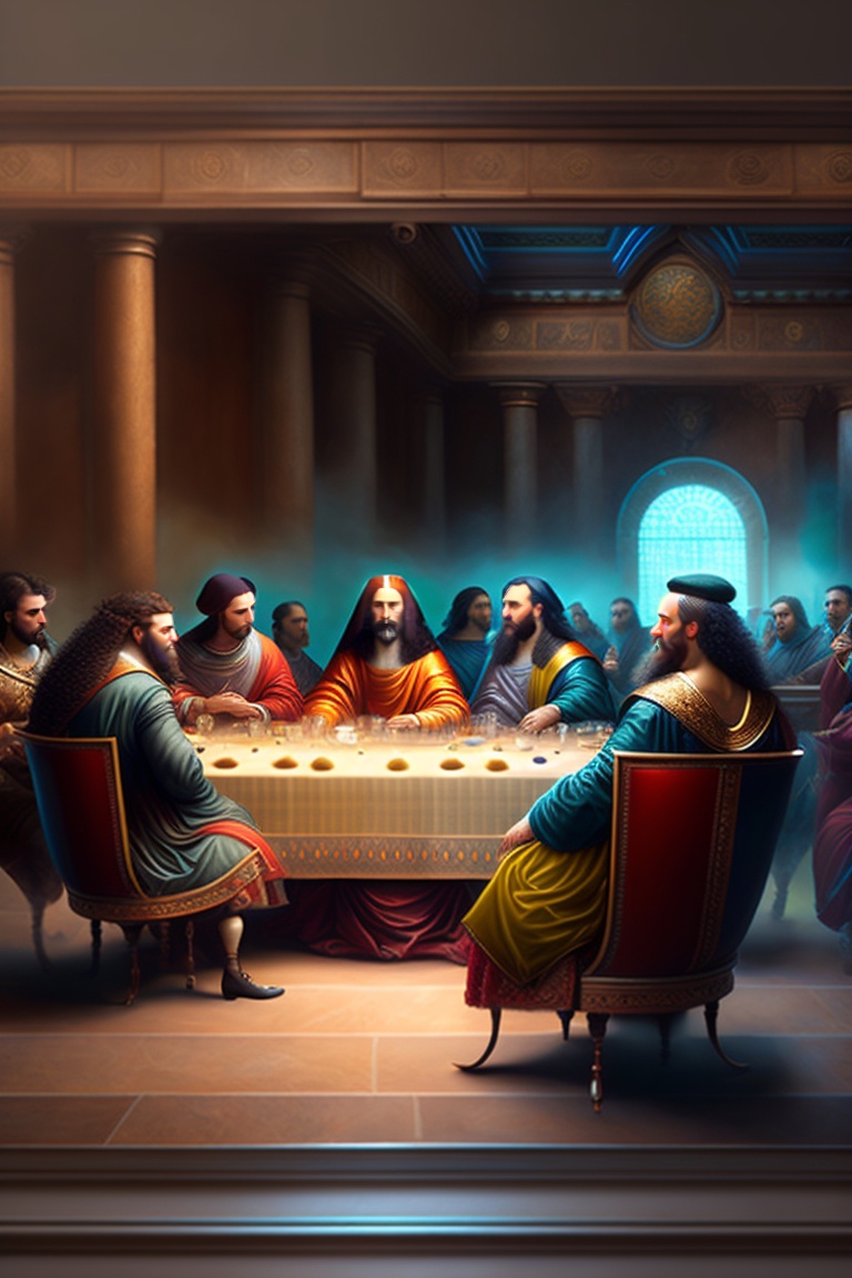 Lexica - Leonardo da Vinci's painting "The Last Supper", Cyberpunk