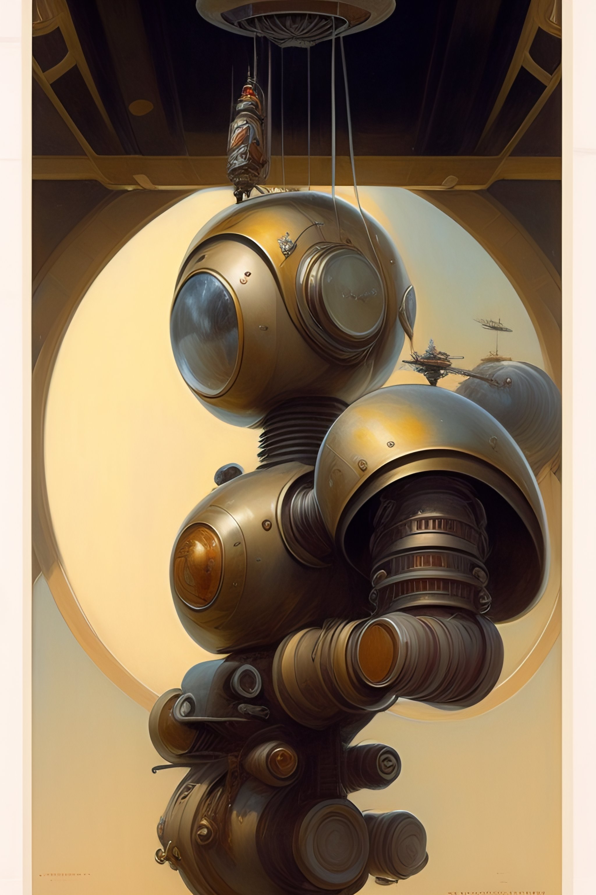 Lexica - Web banner, (((((1950s robot, hanging from cieling,muted ...