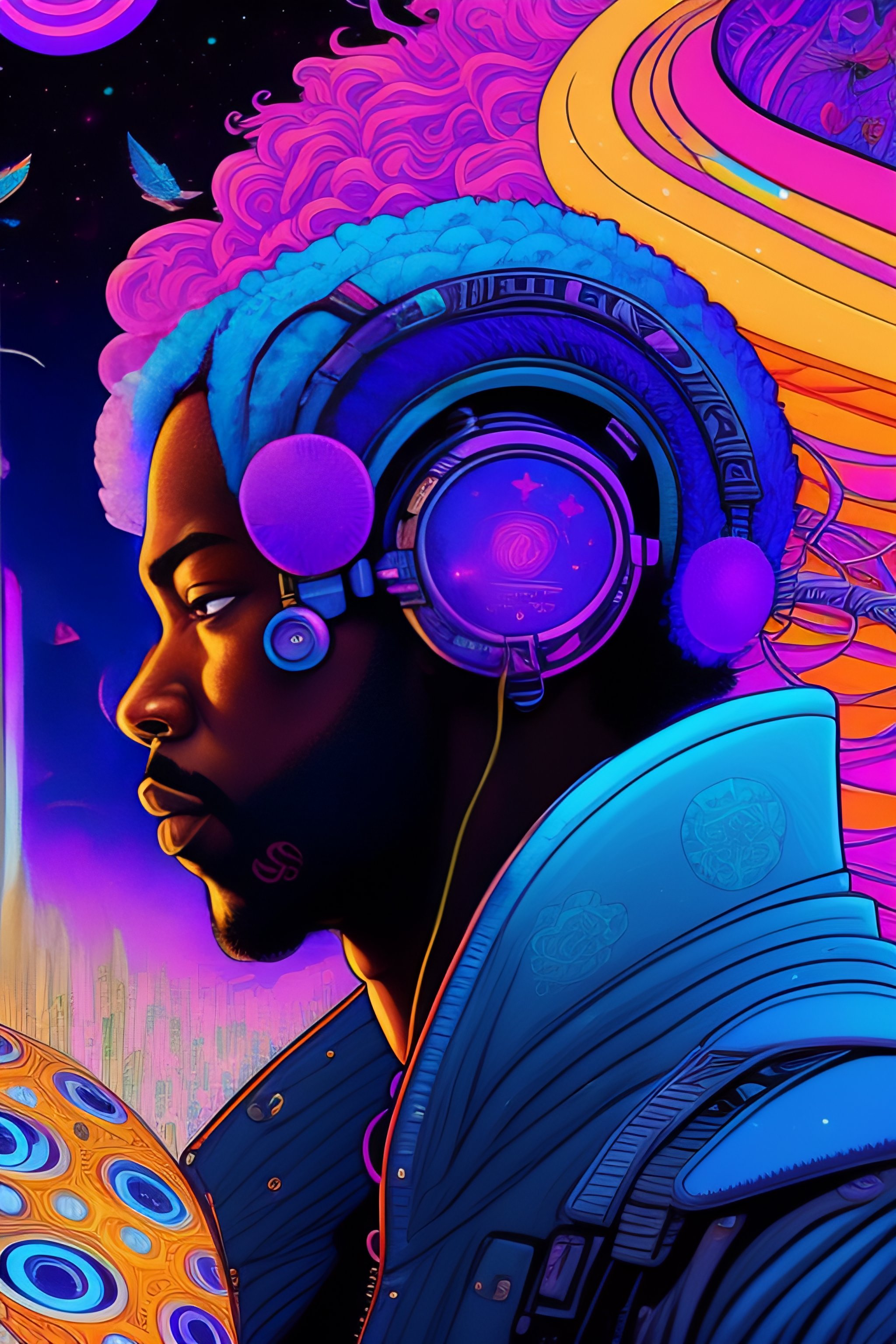 Lexica - Detailed comic illustration of a dj white man falling through ...