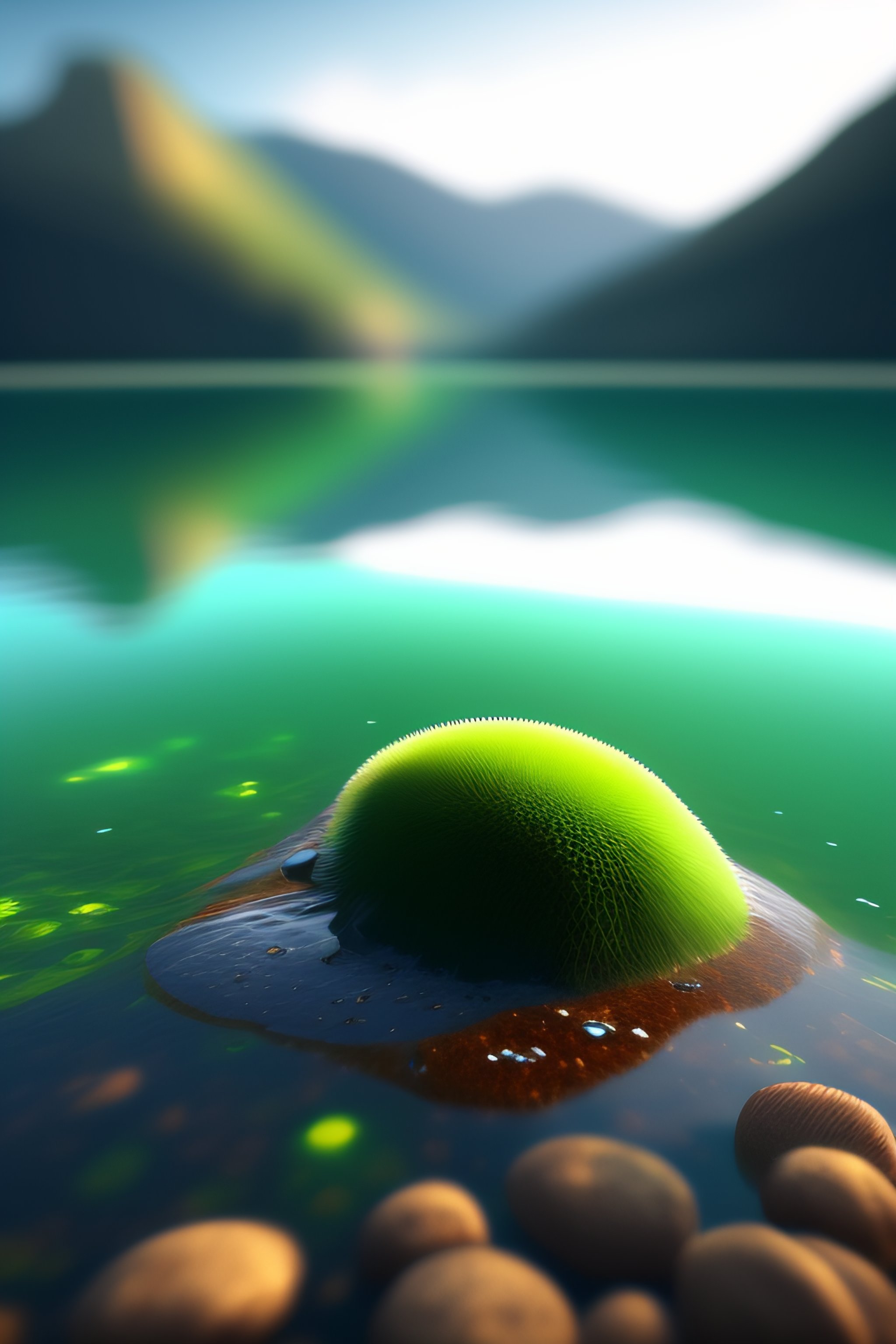 Lexica - Marimo in lake, unreal engine