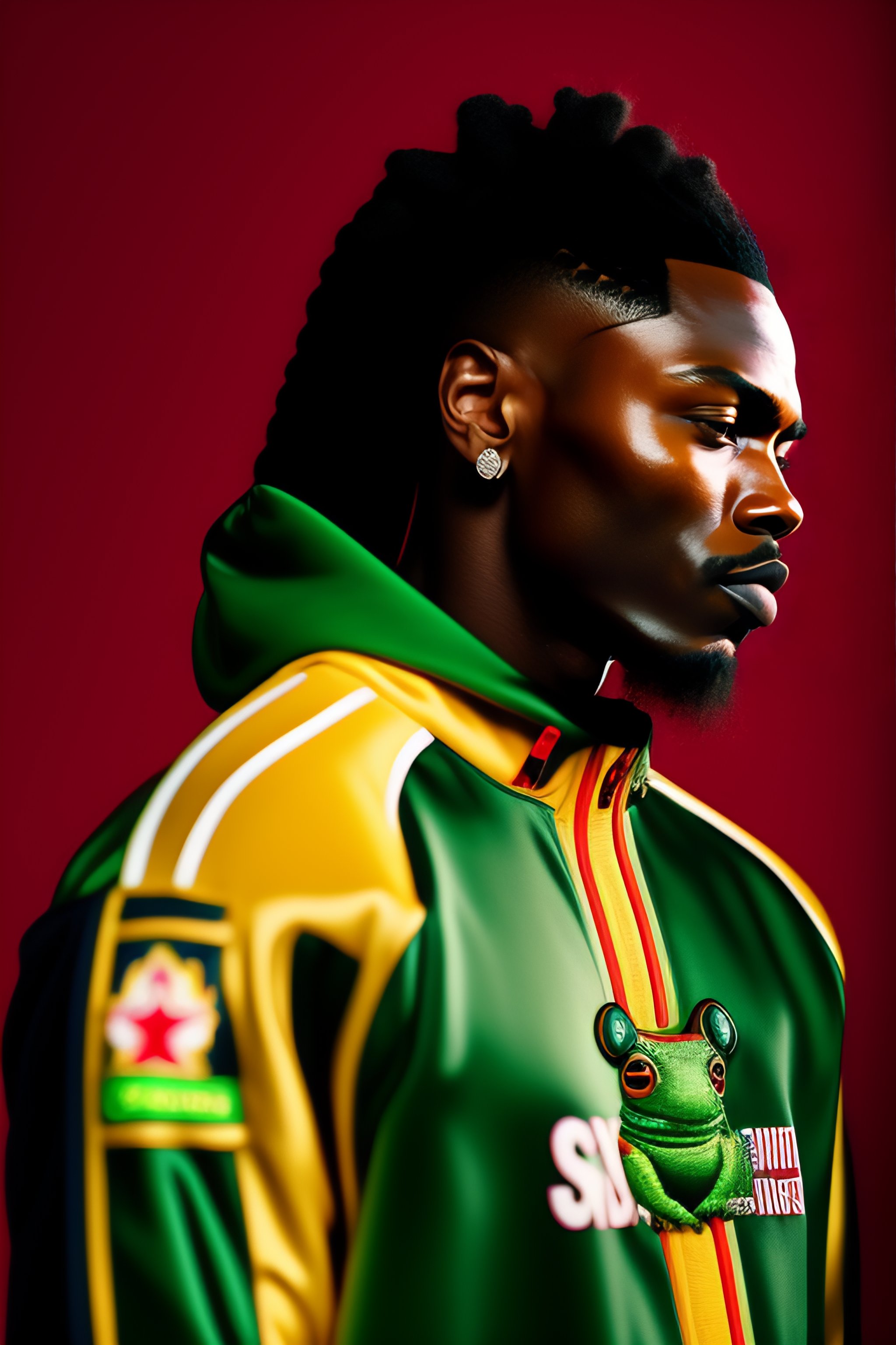 Lexica - Frog pepe, dressing a supreme tracksuit and gold chain