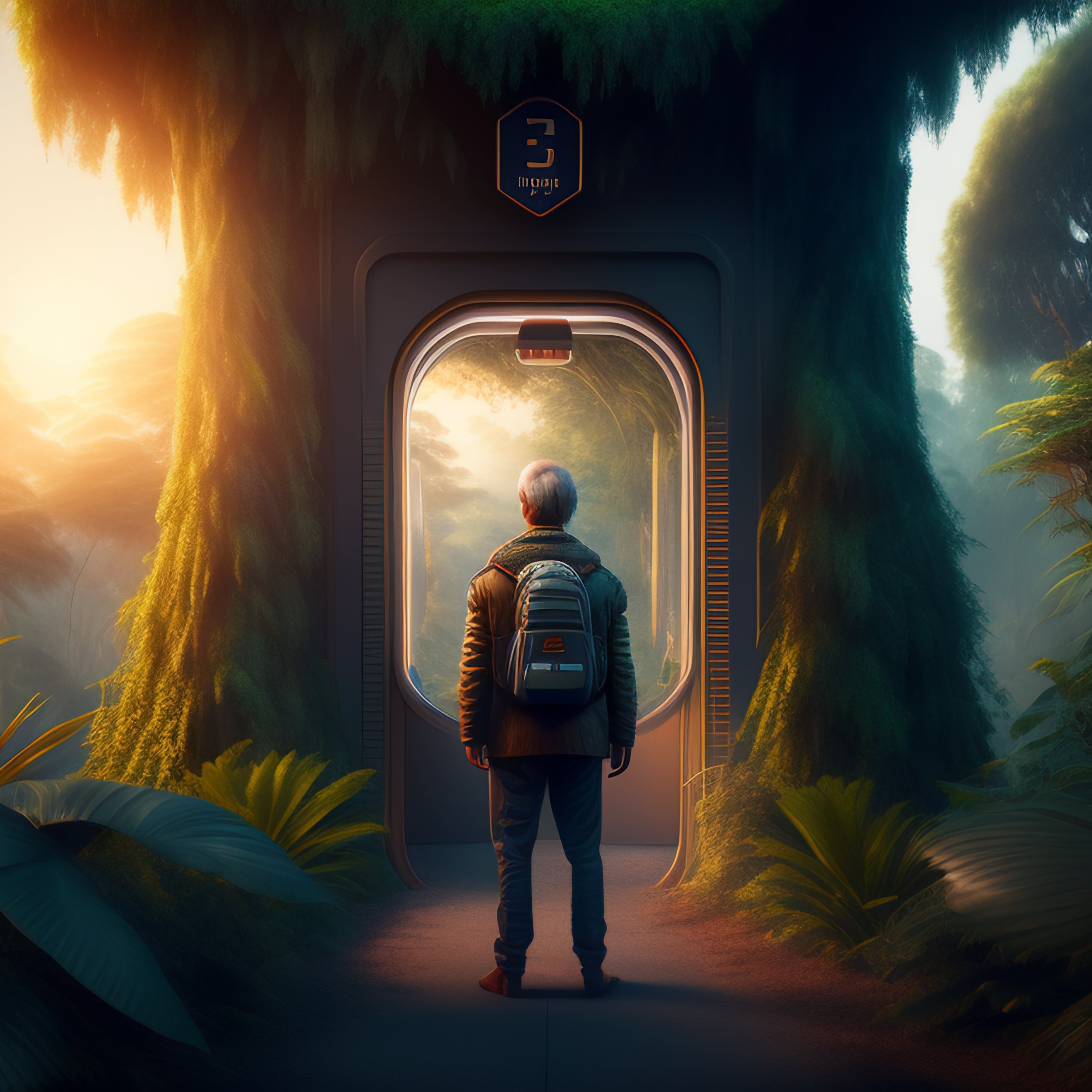 Lexica - Time mashine of Back to the Future Standing in a Jungle with ...