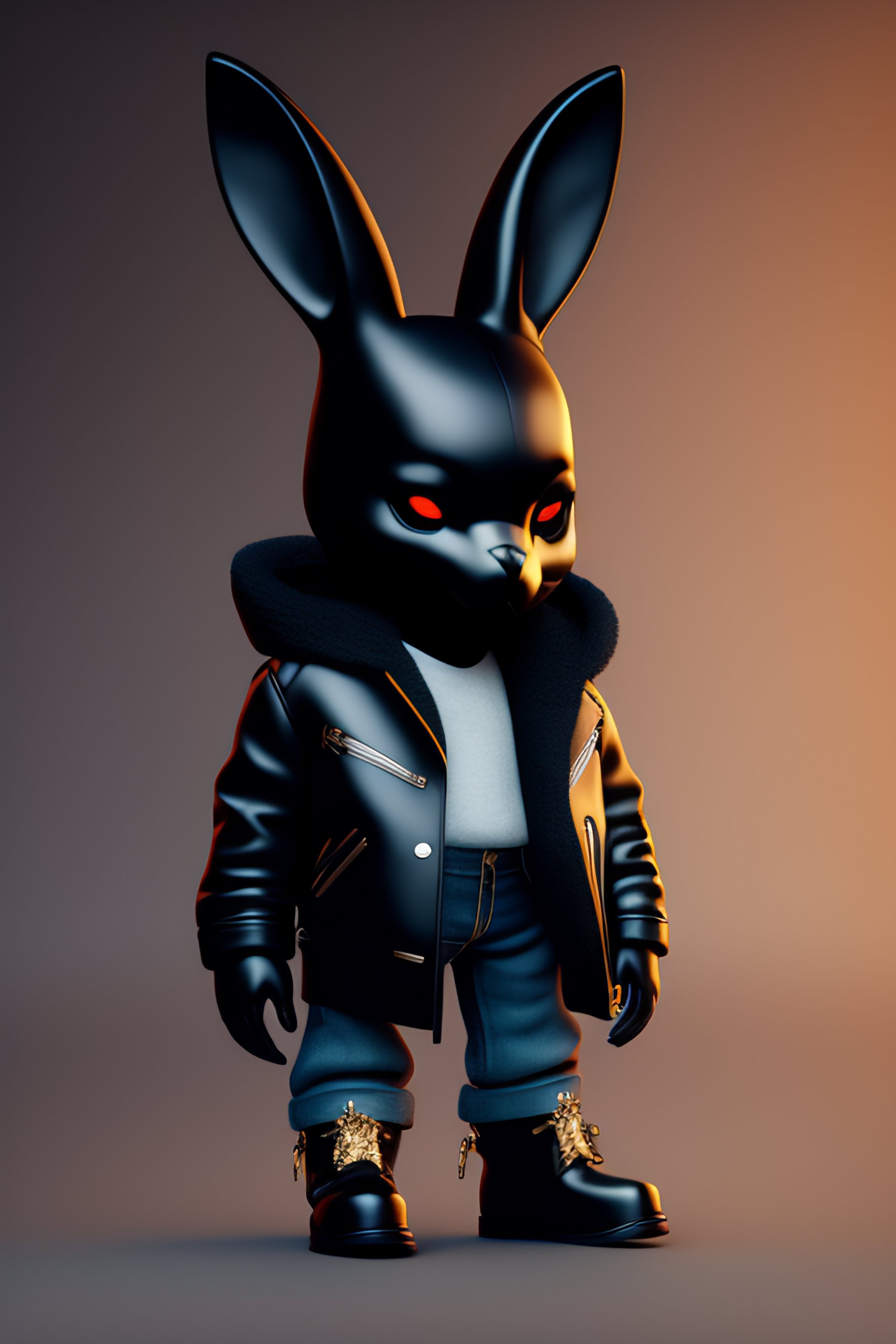 Lexica - Black Humanoid Rabbit with large white eyes. He’s wearing a ...