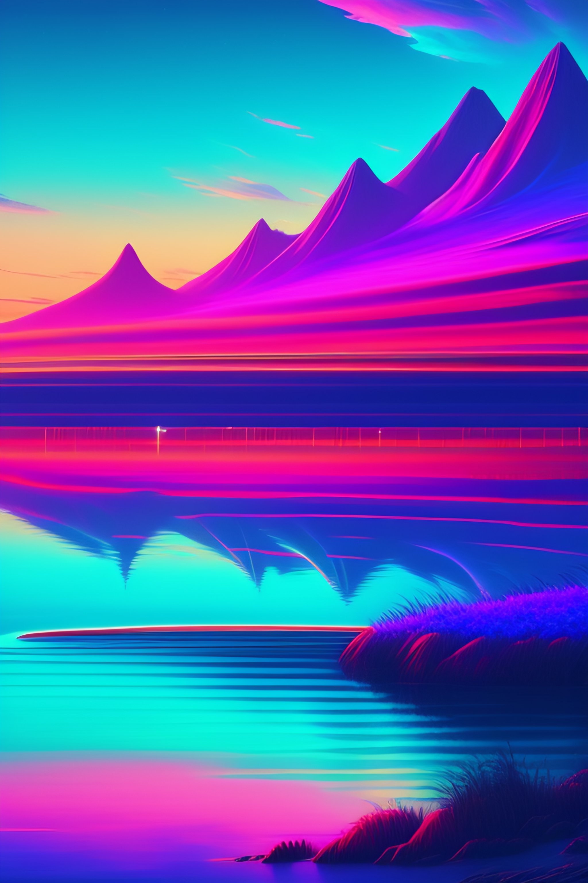Lexica - Apocaliptic synthwave painting of a canadi an lake, extreme ...