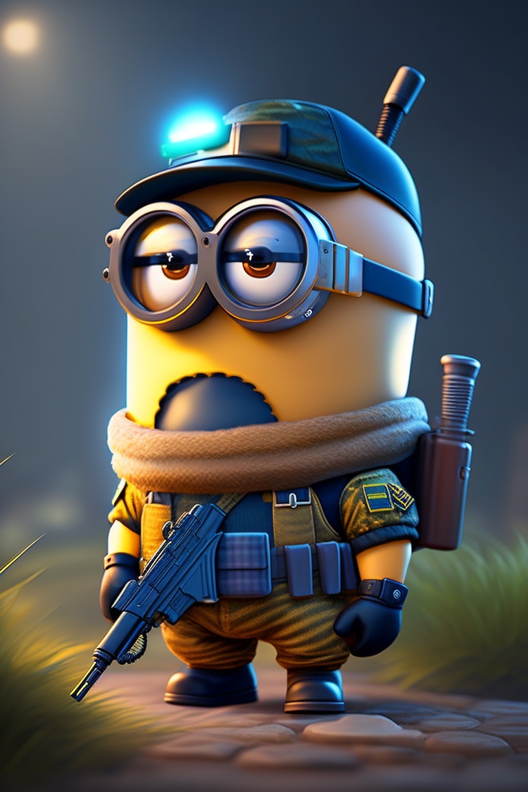 Lexica - A minion at the frontlines in the army at night with his ...