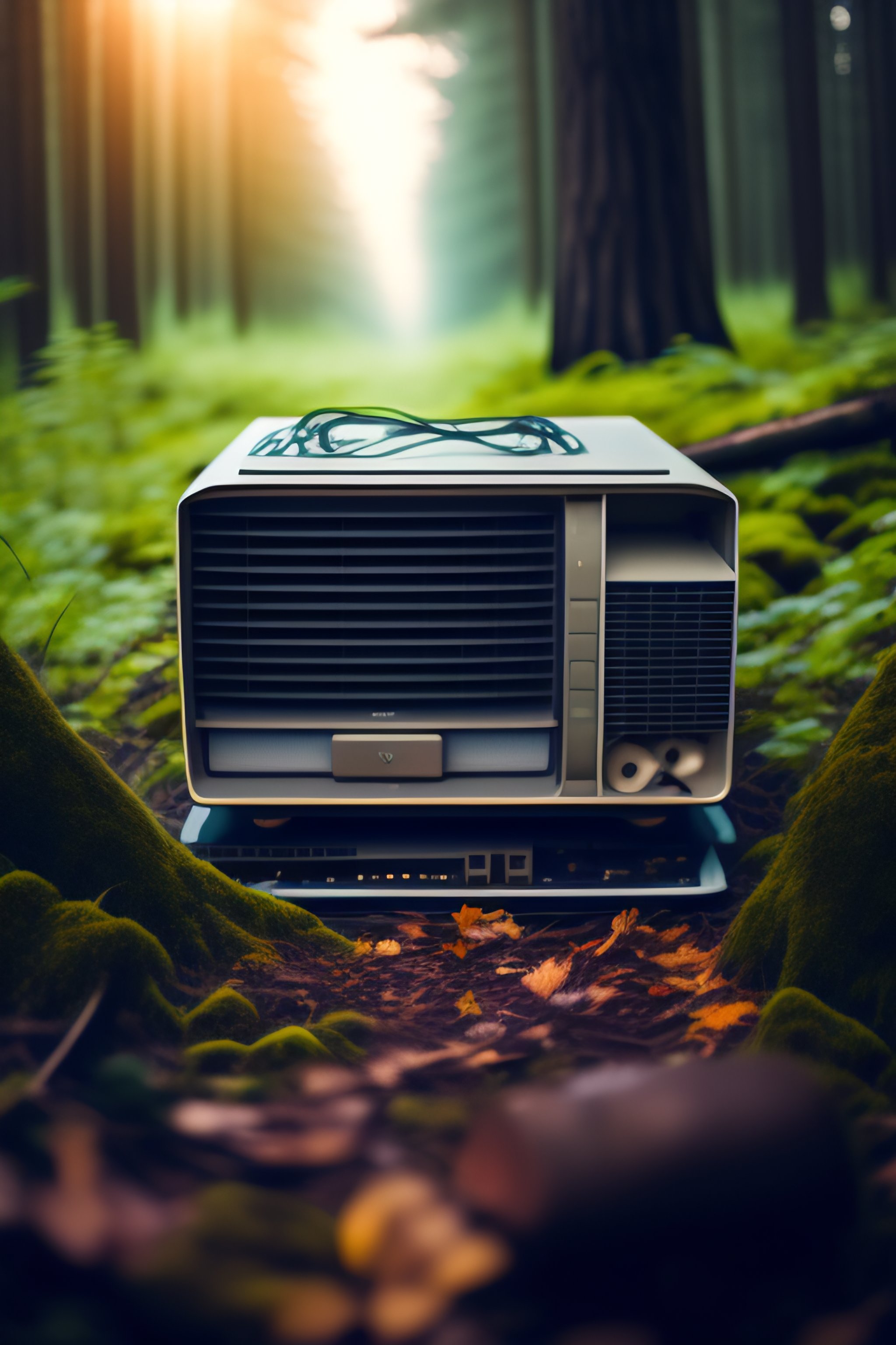 Lexica - Eerie photograph of a destroyed Macintosh computer sitting in ...