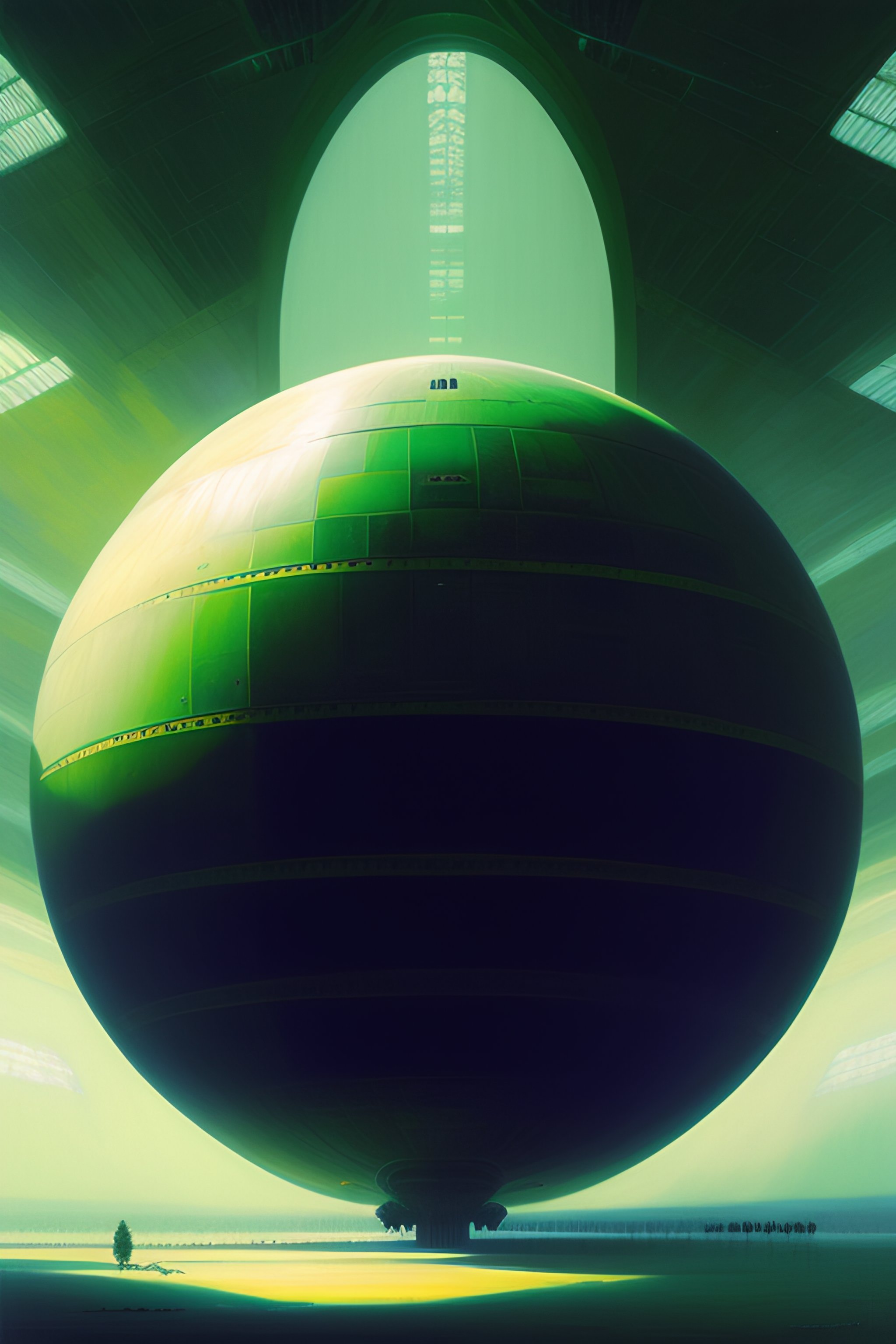 Lexica - A green shiny monolith of glass in a vast starwars deathstar ...