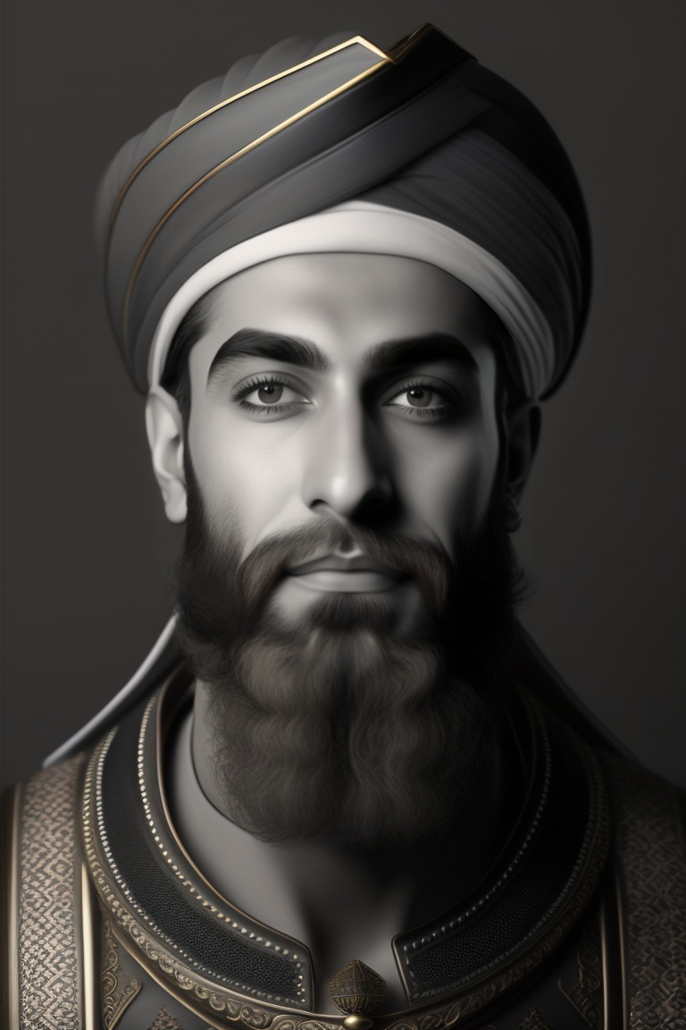 Lexica - A portrait of Saadi in black and white ,ratio 16:9