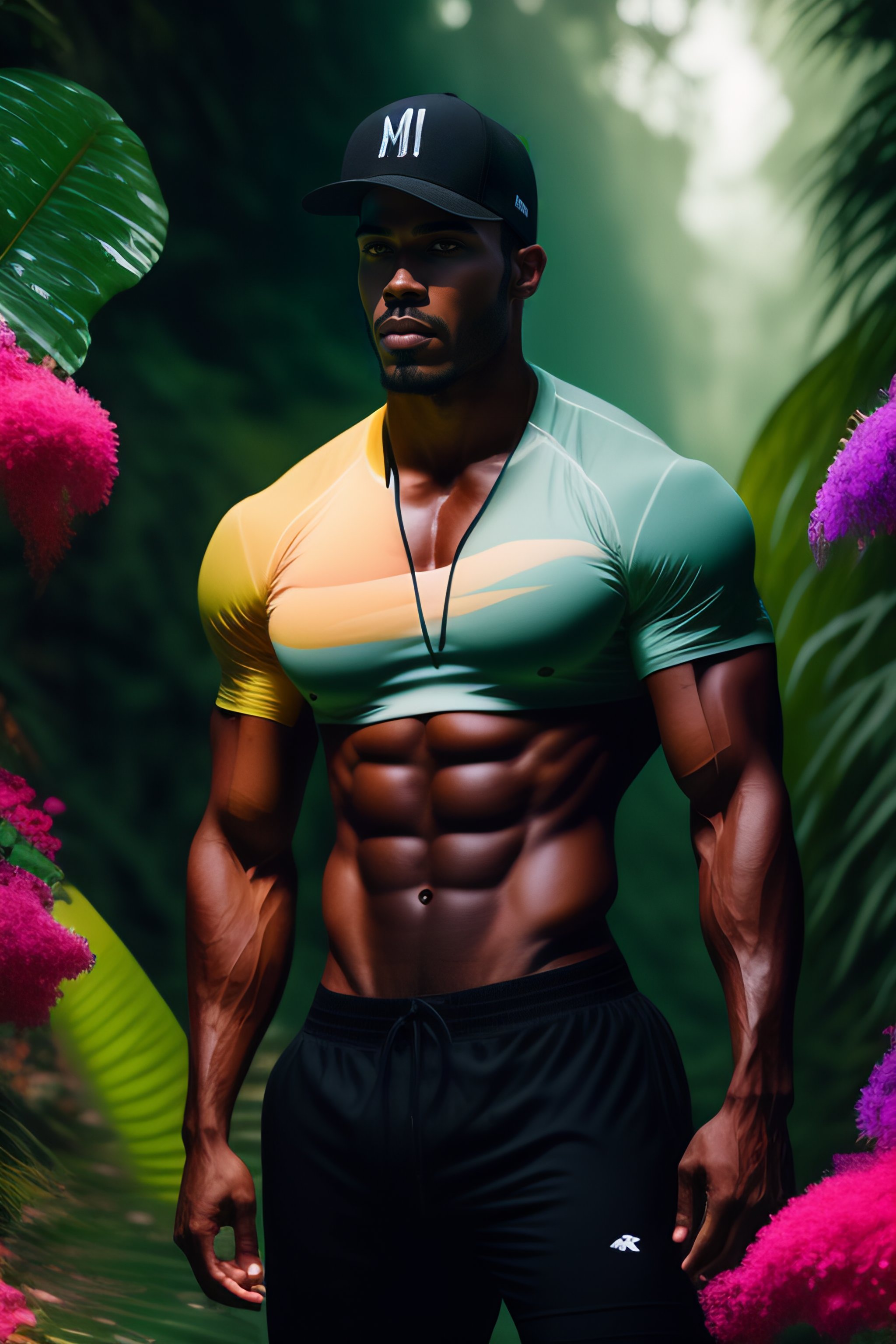 Lexica - Handsome mulatto brazilian man wearing closed black cotton t ...