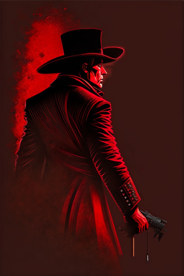 Lexica - A portrait of a gunslinger in silhouette his hand hovering ...