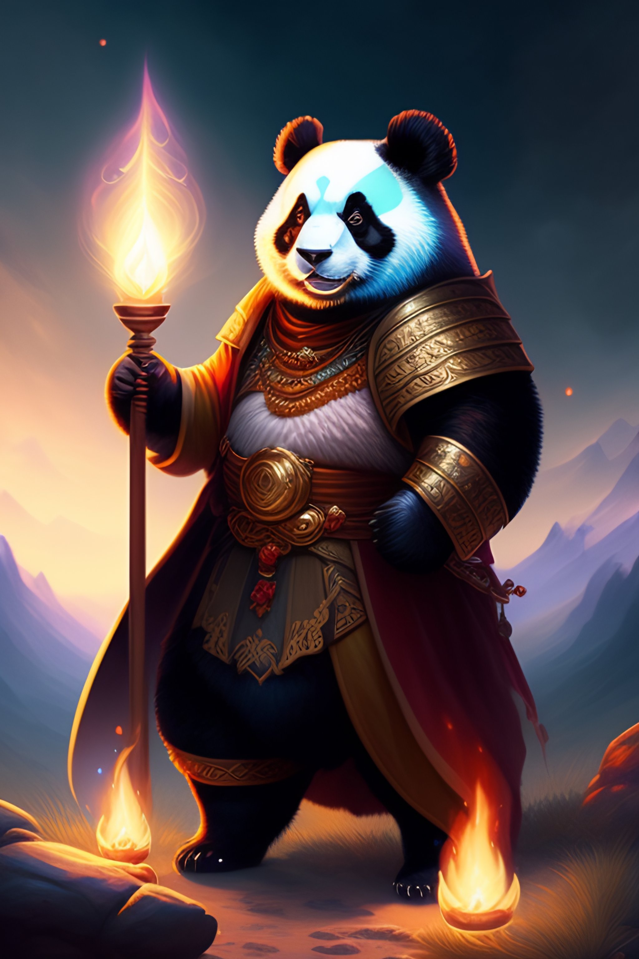 Lexica - A portrait an anthropomorphic panda mage casting a spell ...