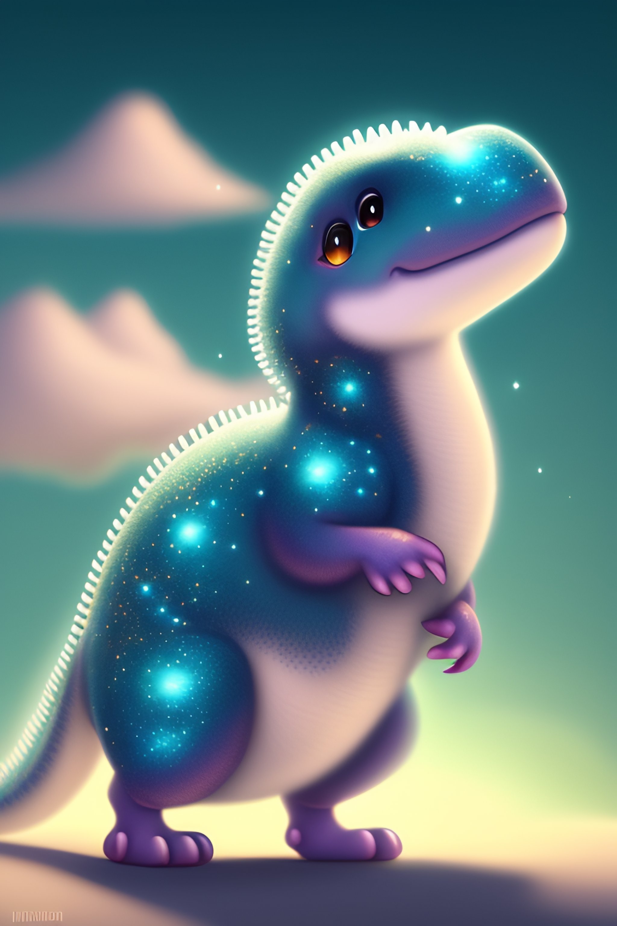 Lexica - CUTE AND ADORABLE CARTOON FLUFFY dinosaur, SILVER, GLITTER ...