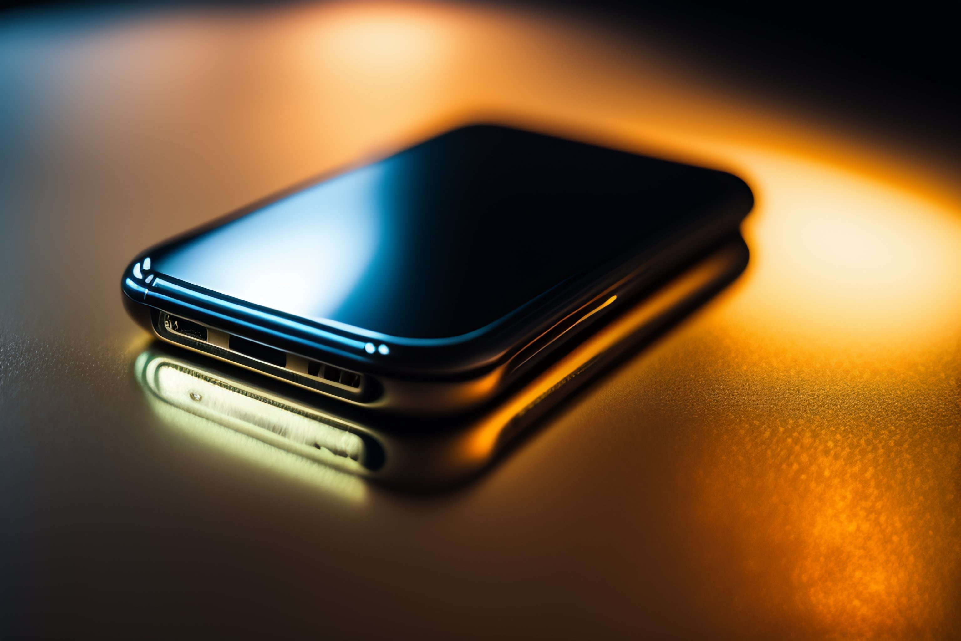 Lexica - A smartphone in a thin metallic silver-gold color, on a white ...