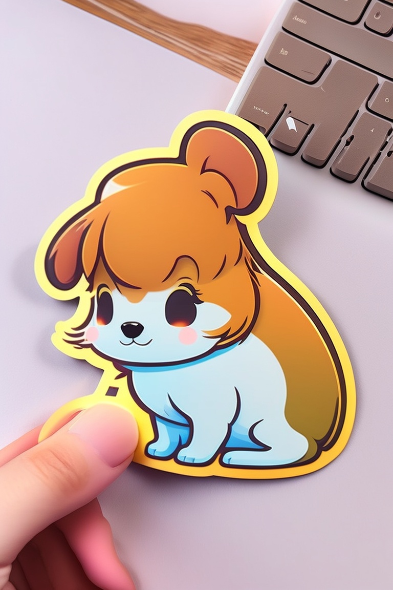 Lexica - Cute anime dog sticker, anime style, solid backgound color