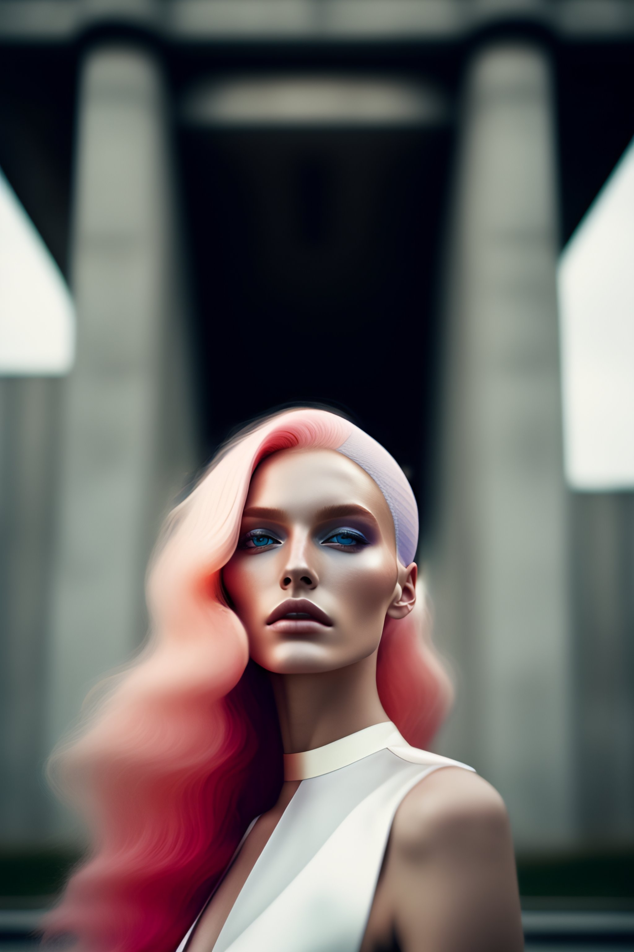 Lexica - Portrait of haute couture beautiful albino fashion model with ...