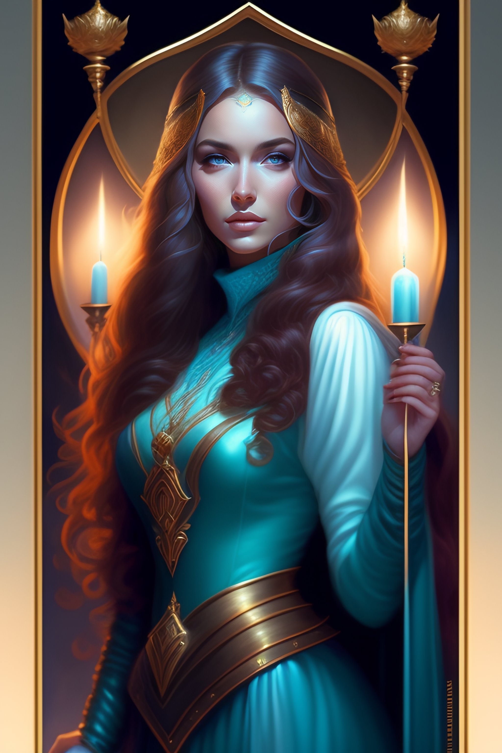 Lexica - Lydia, spell casting wizard, brilliant cyan, tarot card ...