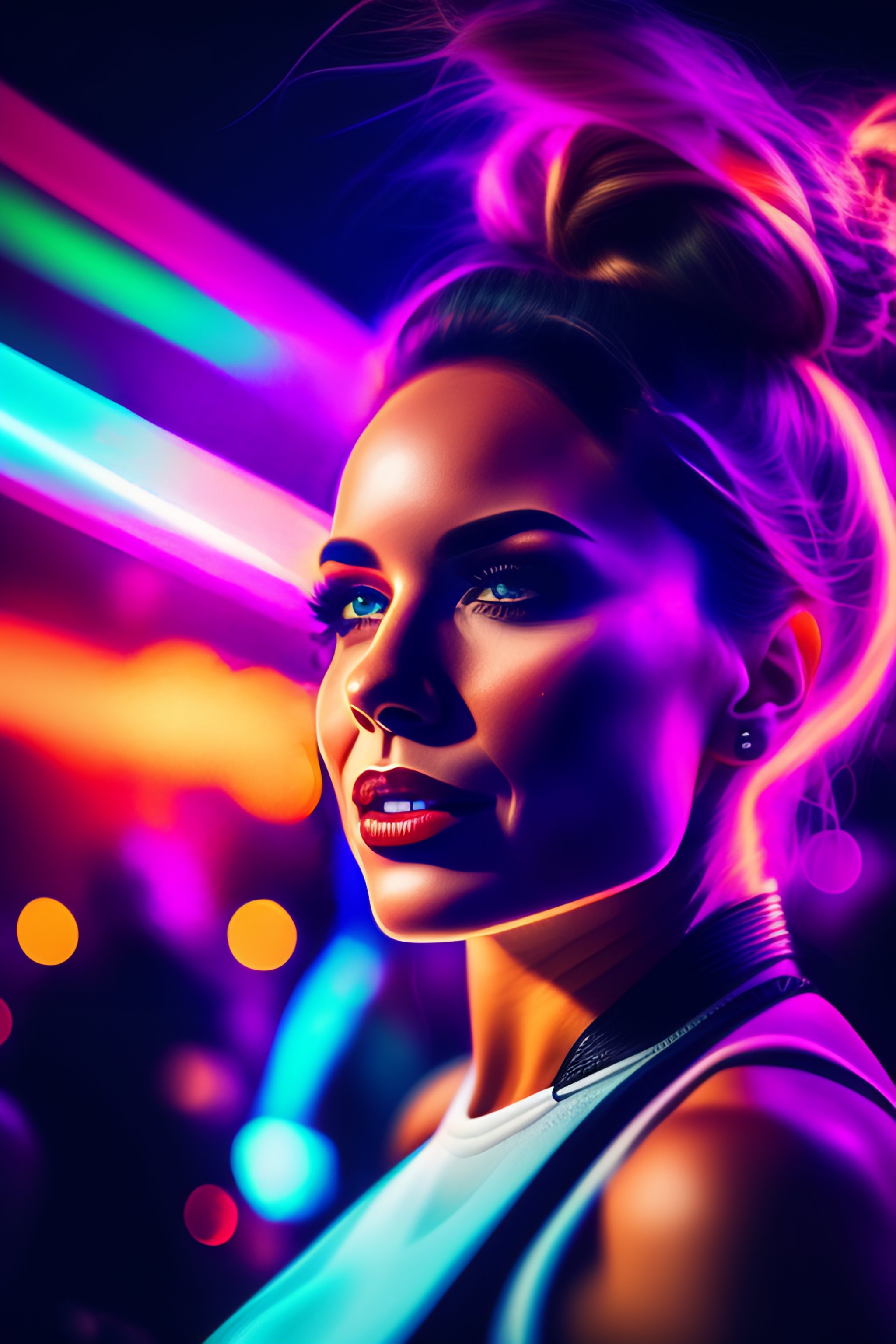 Lexica - Picasso Portrain of a woman raving in a club with lasers