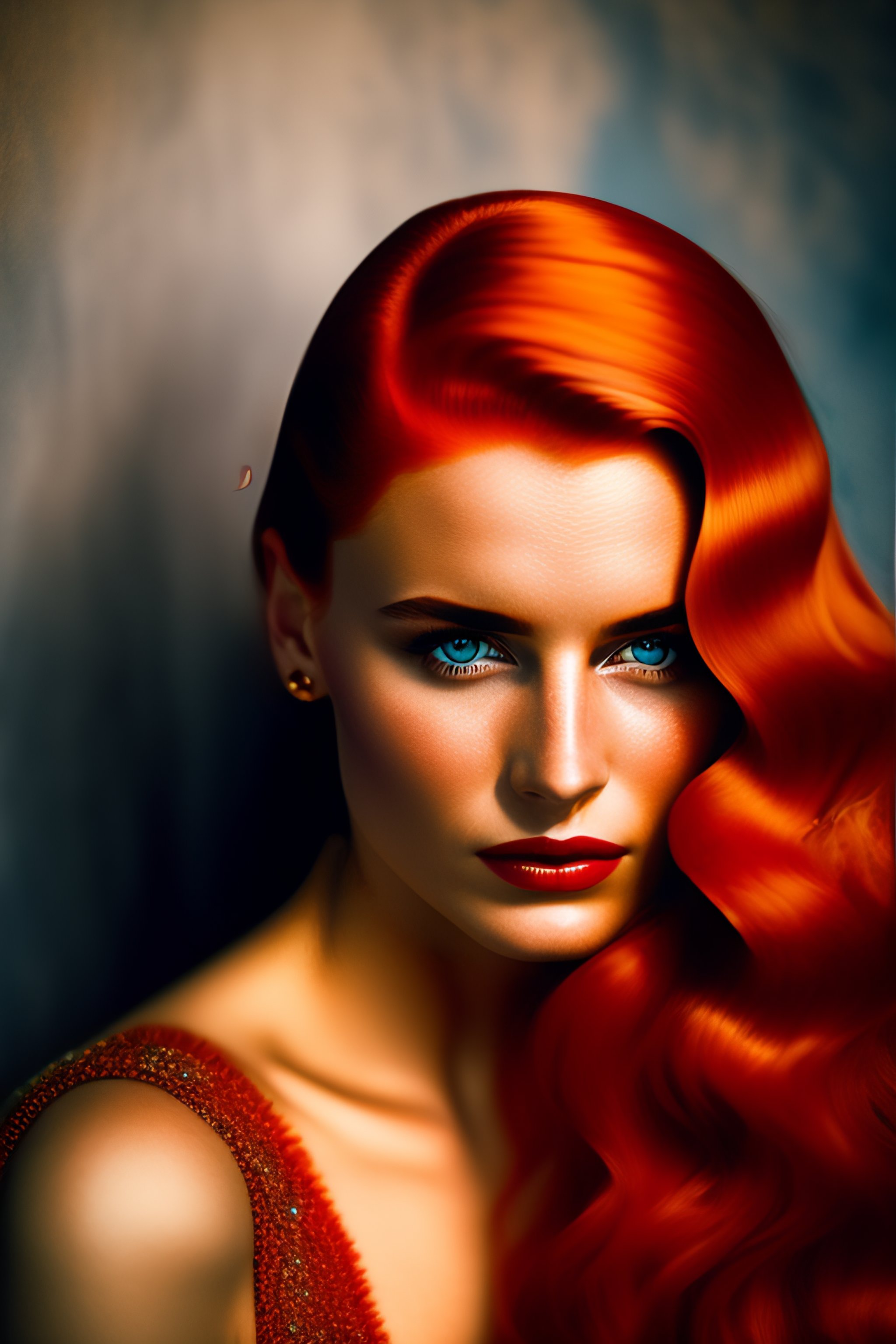 Lexica - Photography, young artistic aryan woman crying drops ,red hair ...