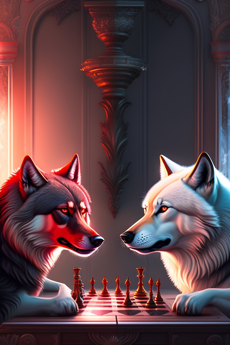 Lexica - Two bloody crafty smile wolves, one black and the other white ...