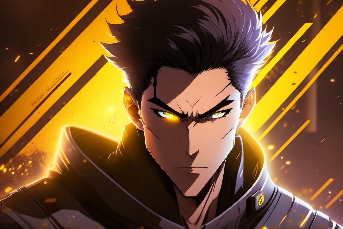 Lexica - Anime style, open mouth man front, anomaly behind, black and ...