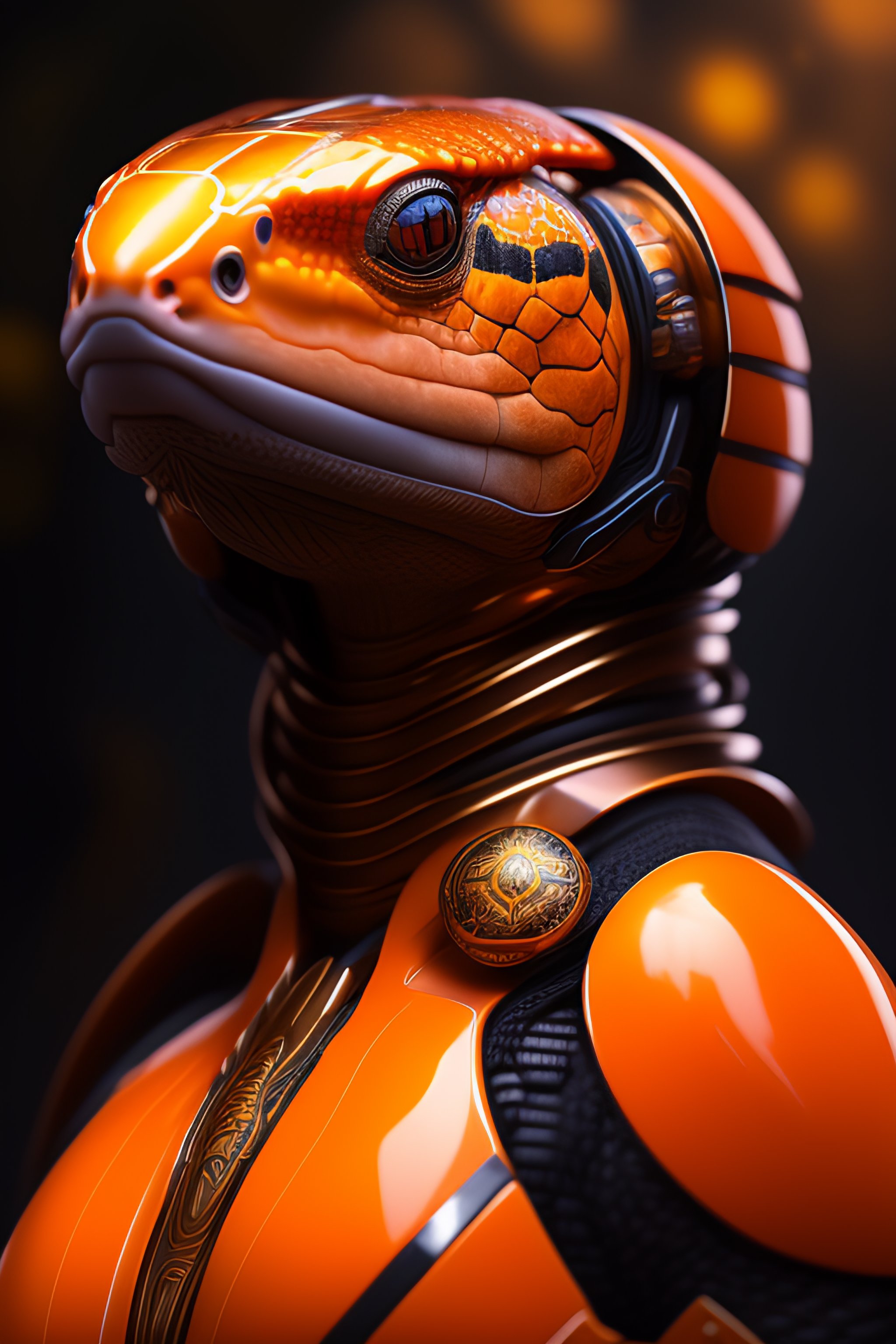 Lexica - Portrait of a cybernetic orange snake a spiritual full body ...