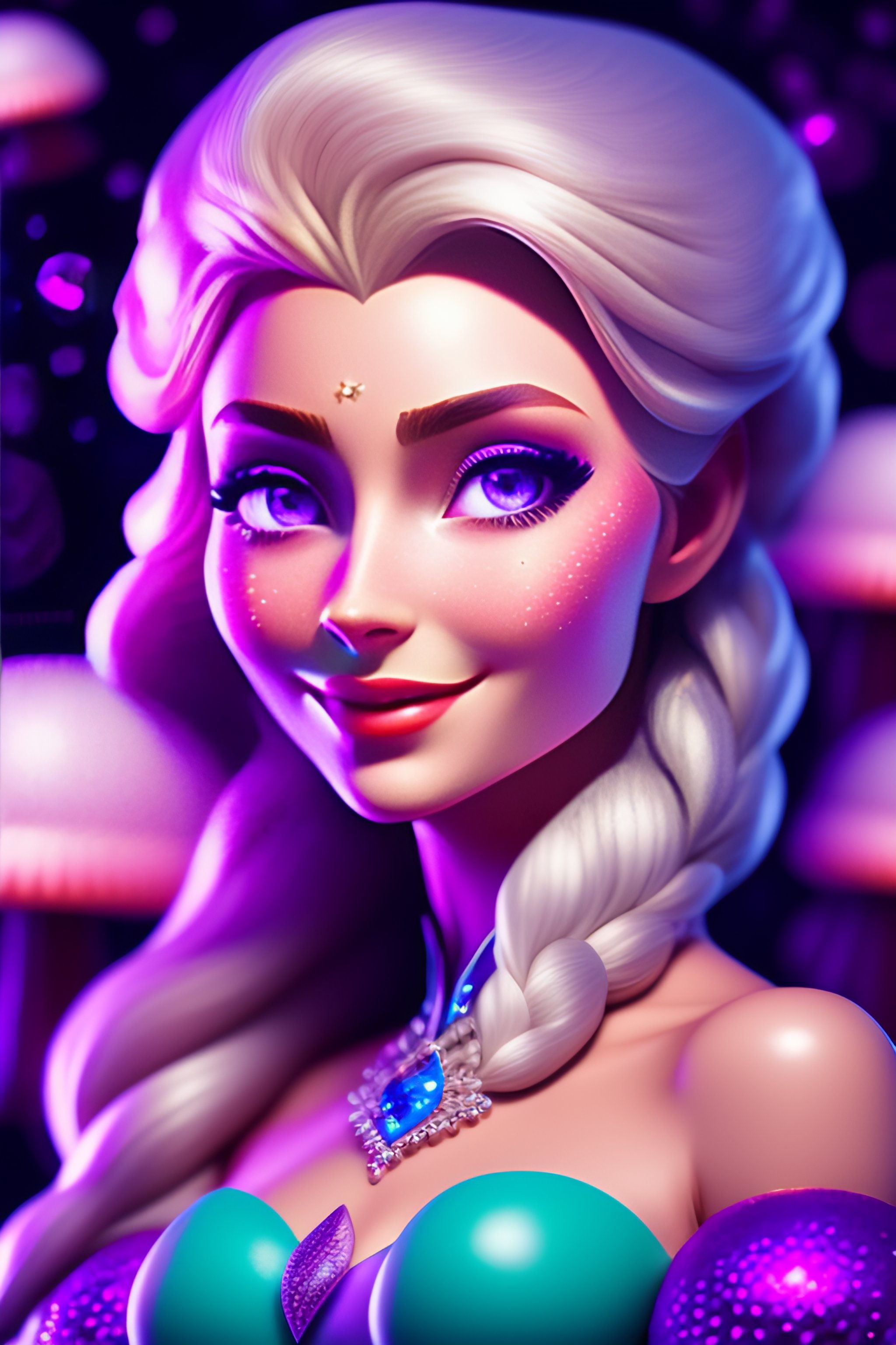 Lexica - Elsa from frozen tripping on shrooms drowning in mushrooms ...