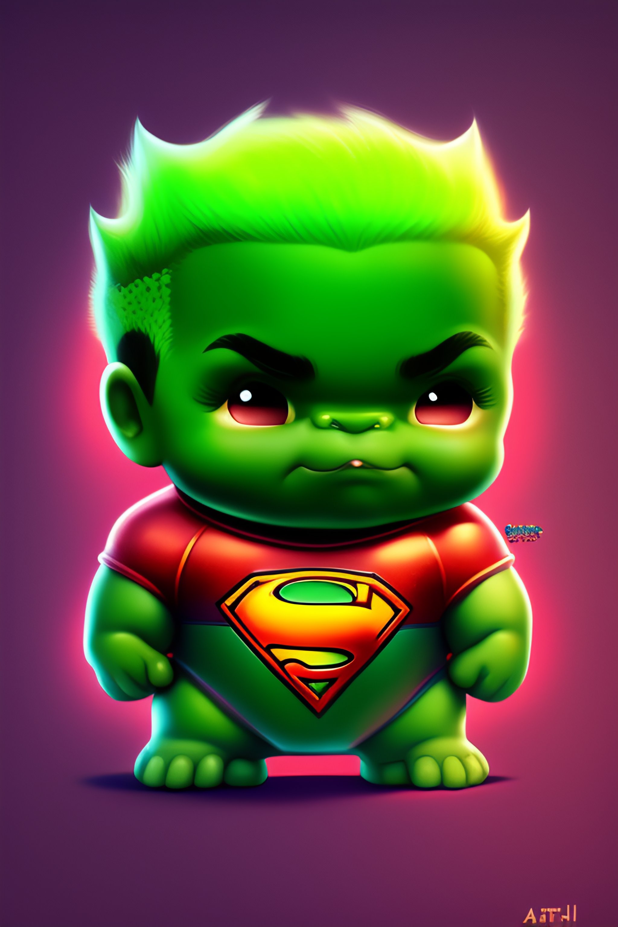 Lexica - Cute and adorable cartoon marvel hulk baby, fantasy, dreamlike, surrealism, super cute ...