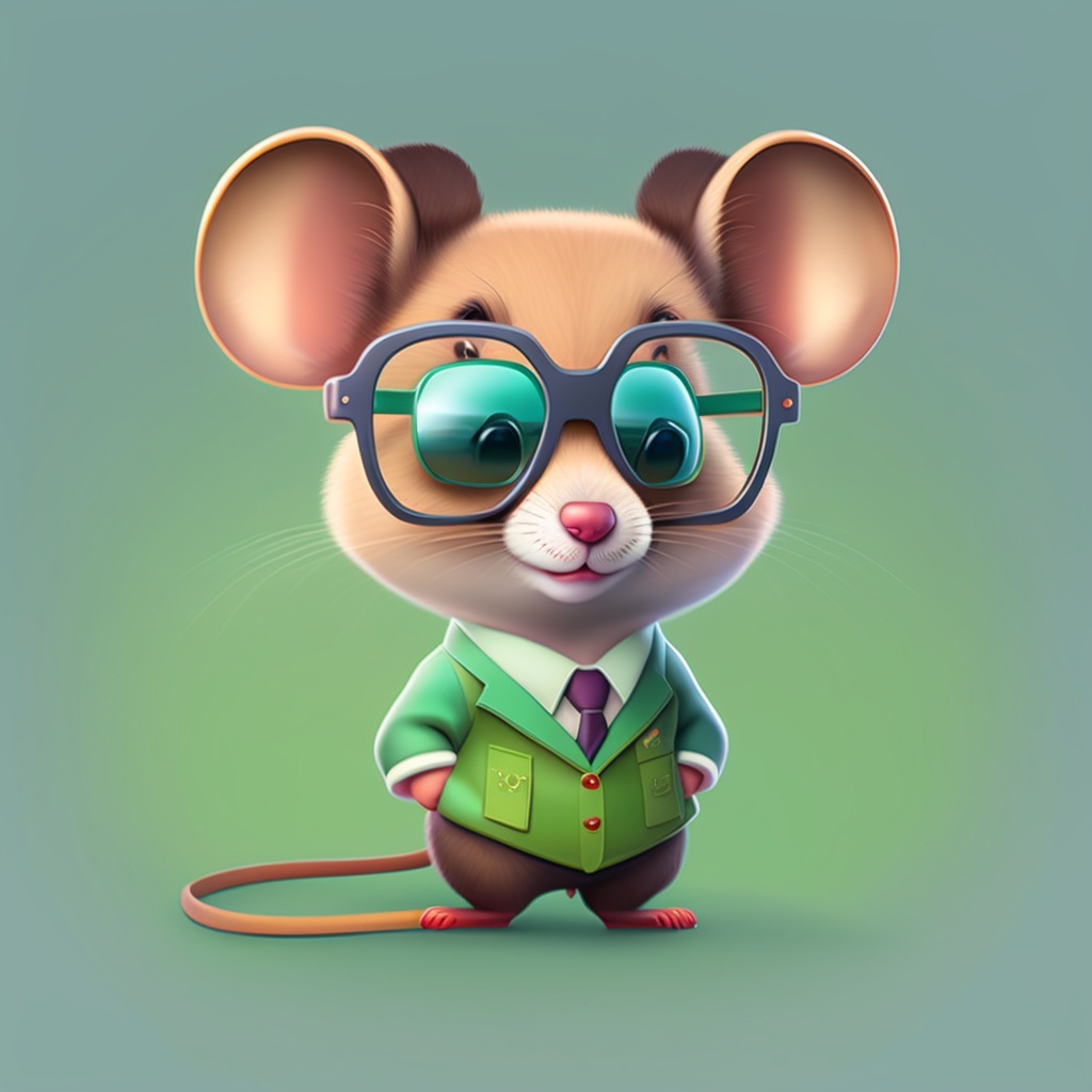 Lexica - A cartoon of a cute mouse, in a teacher character wearing ...