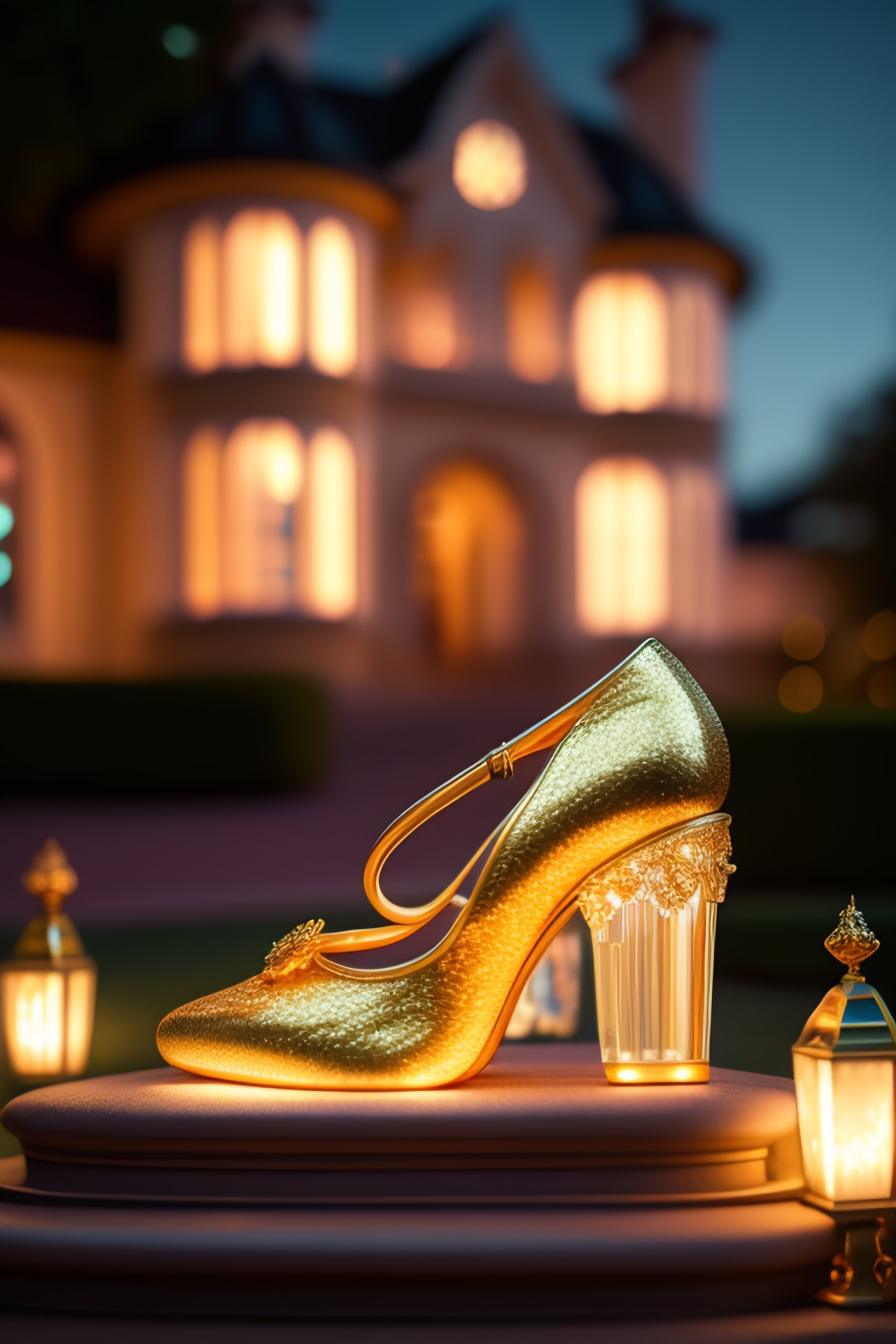 Lexica - Shiny clear intricate shoe in front of a mansion, 8k, highly ...