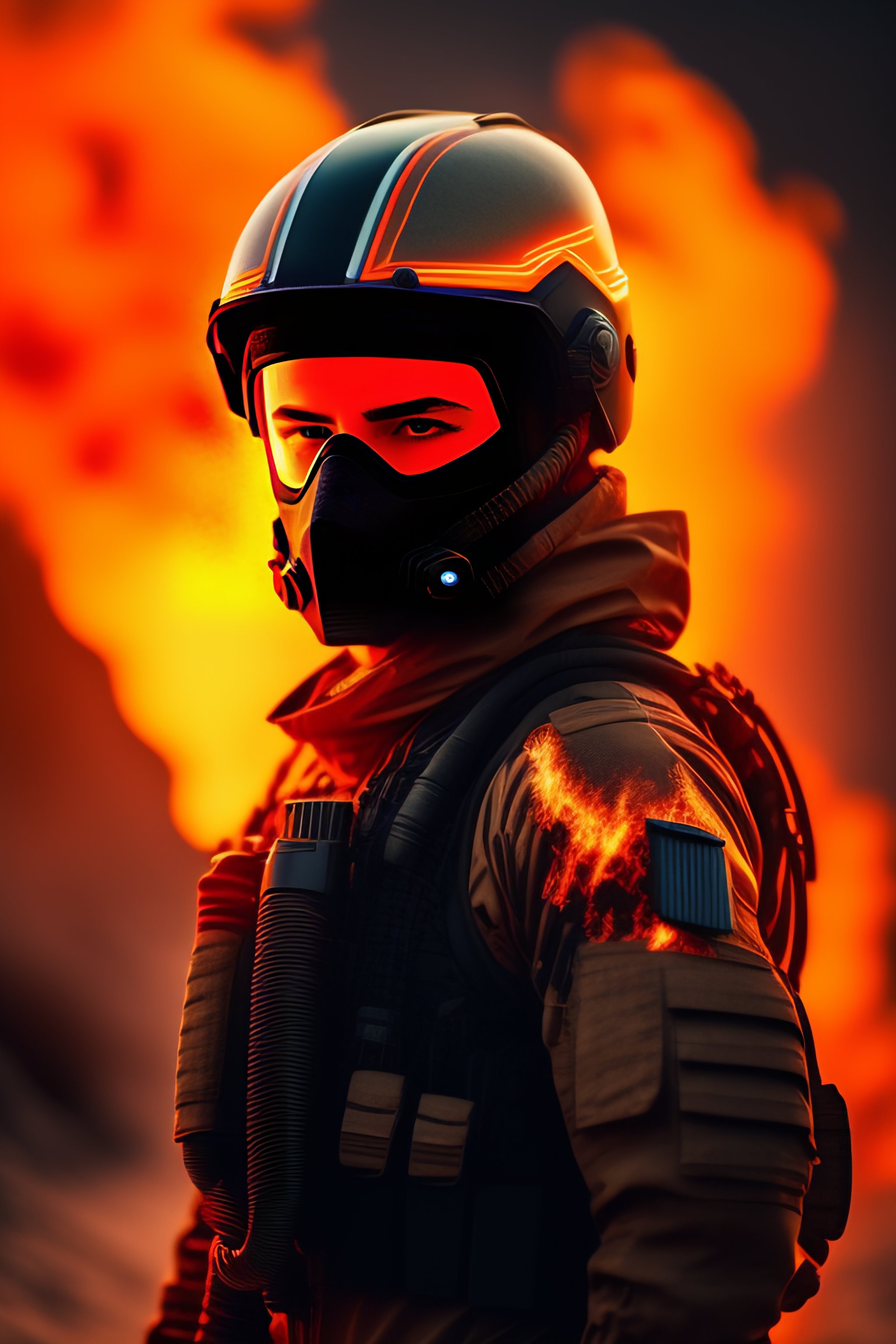 Lexica - A cyber warrior in a burnt land, extremely highly detailed ...