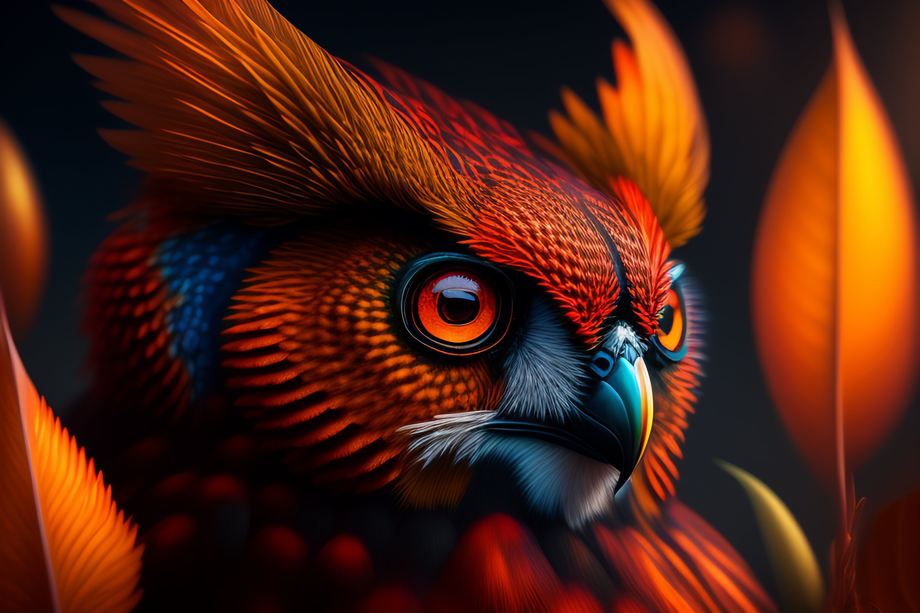 Lexica - Painting of hybrid between spider & red owl, intercrossed ...