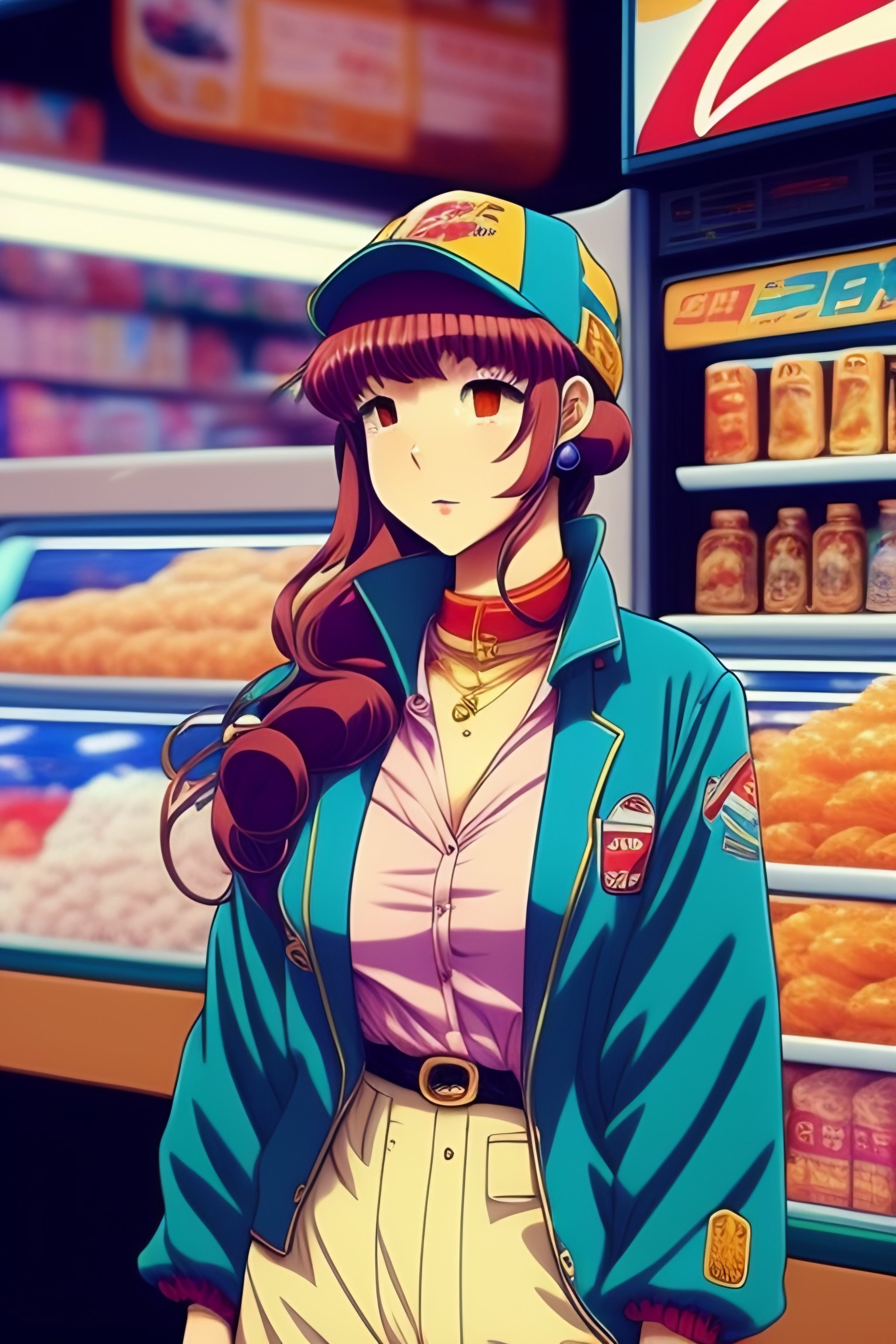 Lexica - Full body, Vintage 90's anime style. stylish model in 7/11 ...