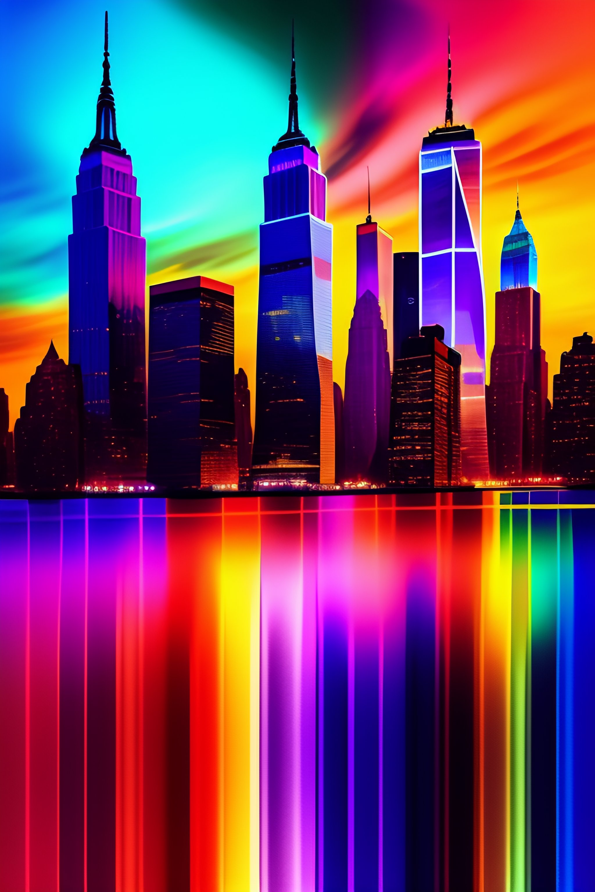 Lexica - New york city skyline, multicolored, dreamlike