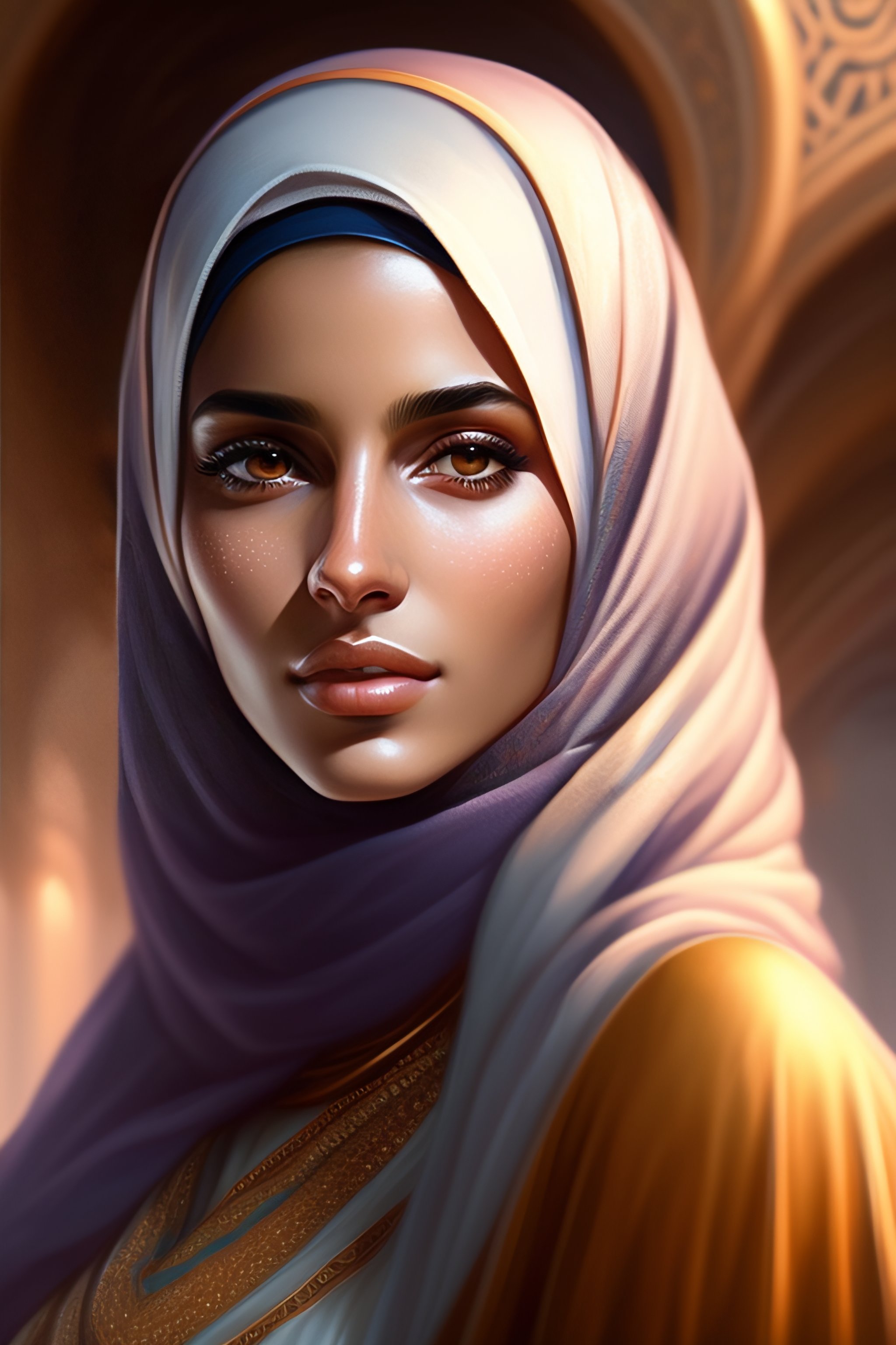 Lexica - Portrait of muslim girl with hijab romance hindu man romantic ...
