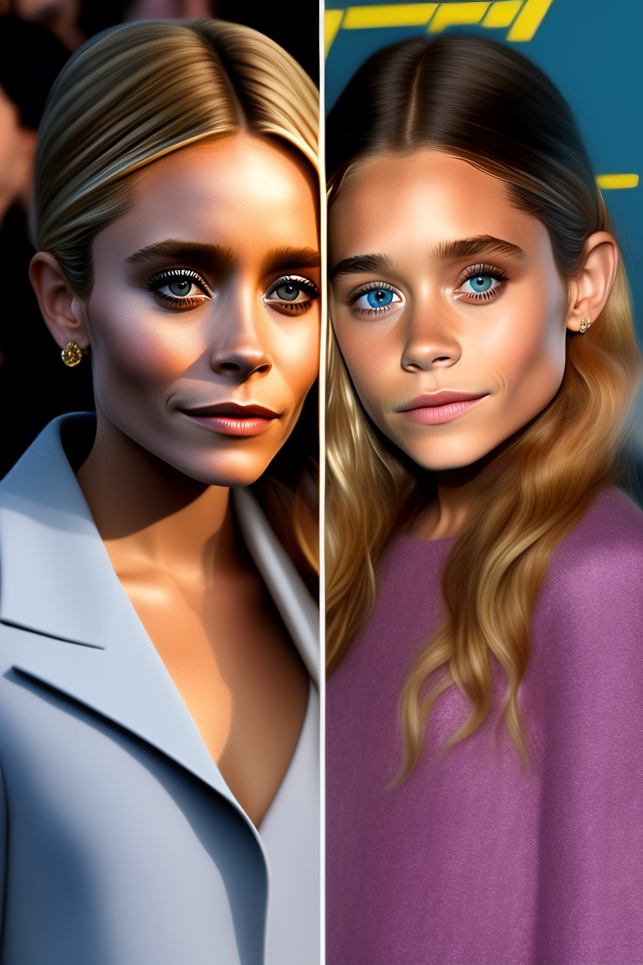 Lexica - Mary-Kate and Ashley Olsen with a short mustache
