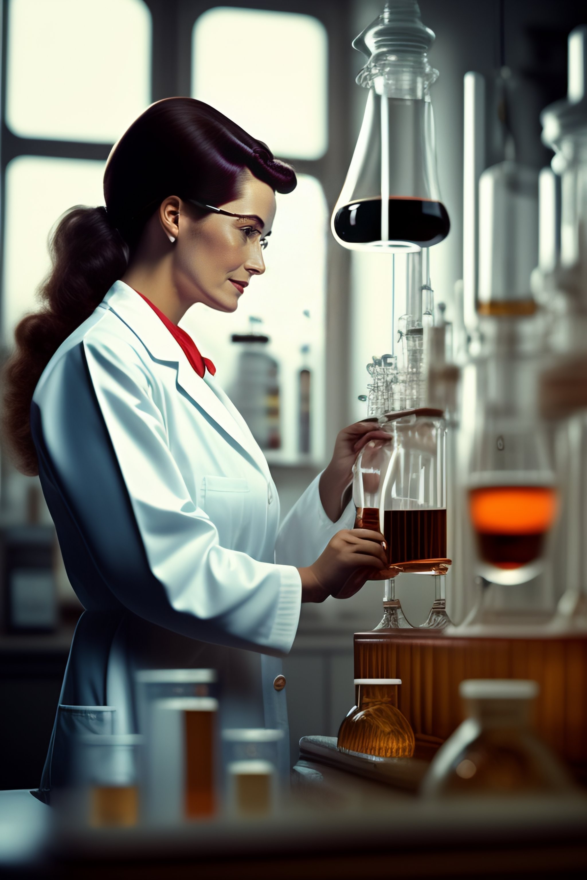 Lexica - Woman scientist in laboratory retro photo