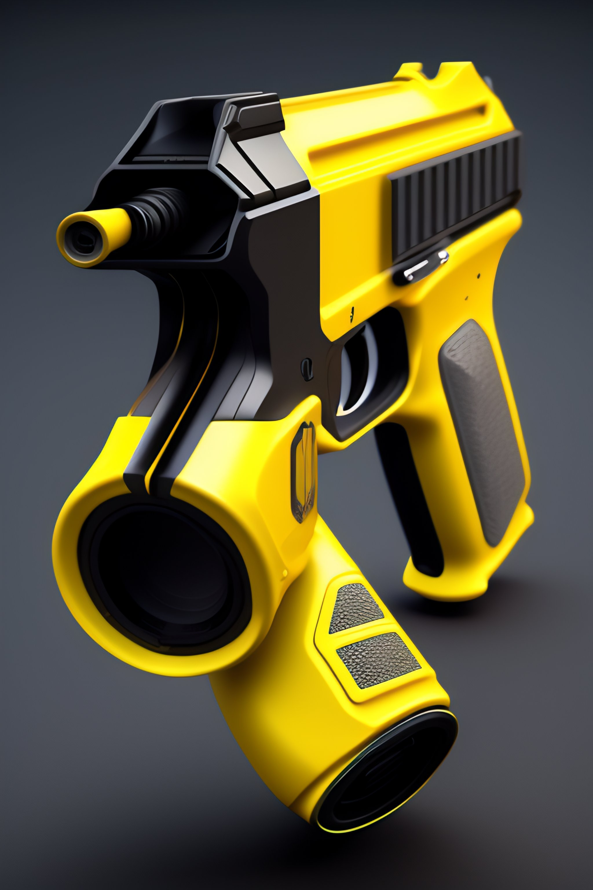 Lexica - Futuristic cyberpunk style 9mm pistol, yellow color